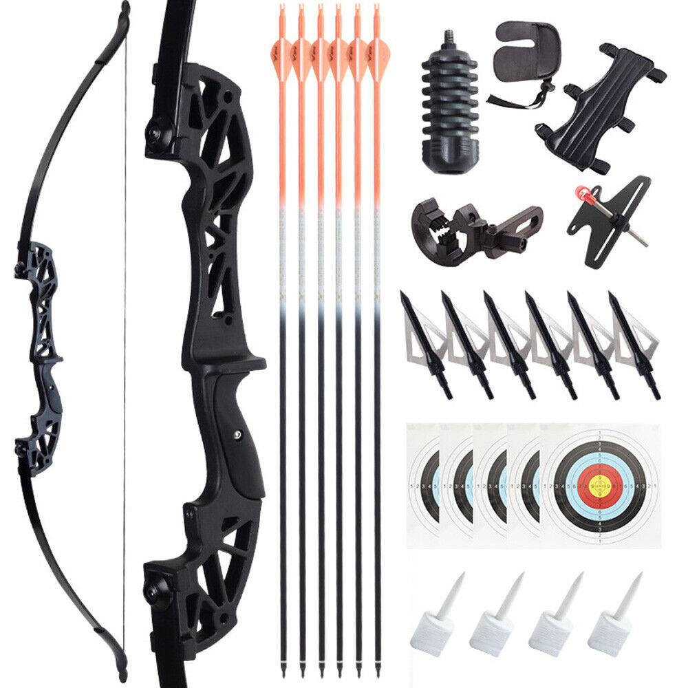 53" 40LBS Recurve Bow and Set for Adult Youth Beginner Metal Riser ...