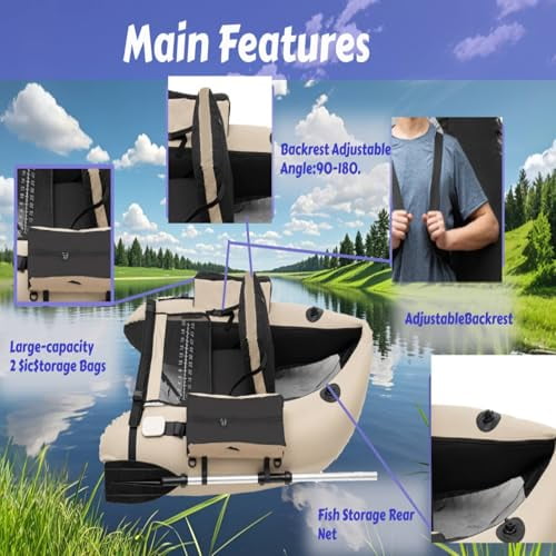 53.5 * 41.5IN Outdoor Fishing Boat with Paddle, Flippers, 20IN Fish ...