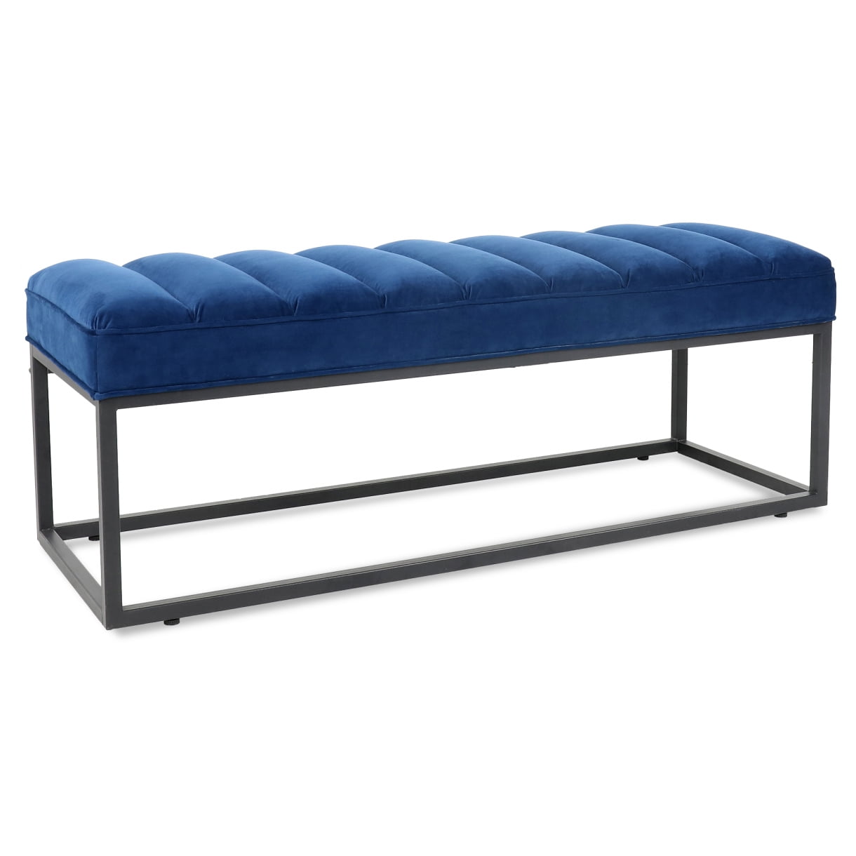 53.5in Modern End of Bed Bench, Upholstered Velvet Bench with Metal ...