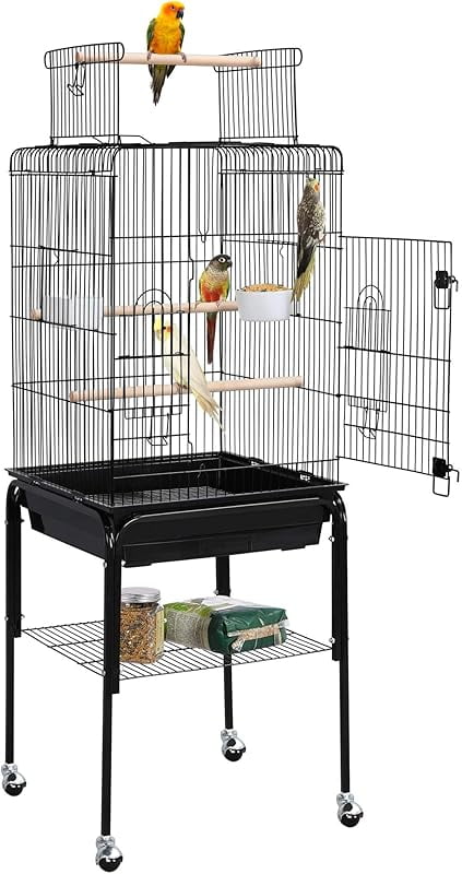 53.5inch Open Top Bird Cage Parakeet Cage with Rolling Stand for ...