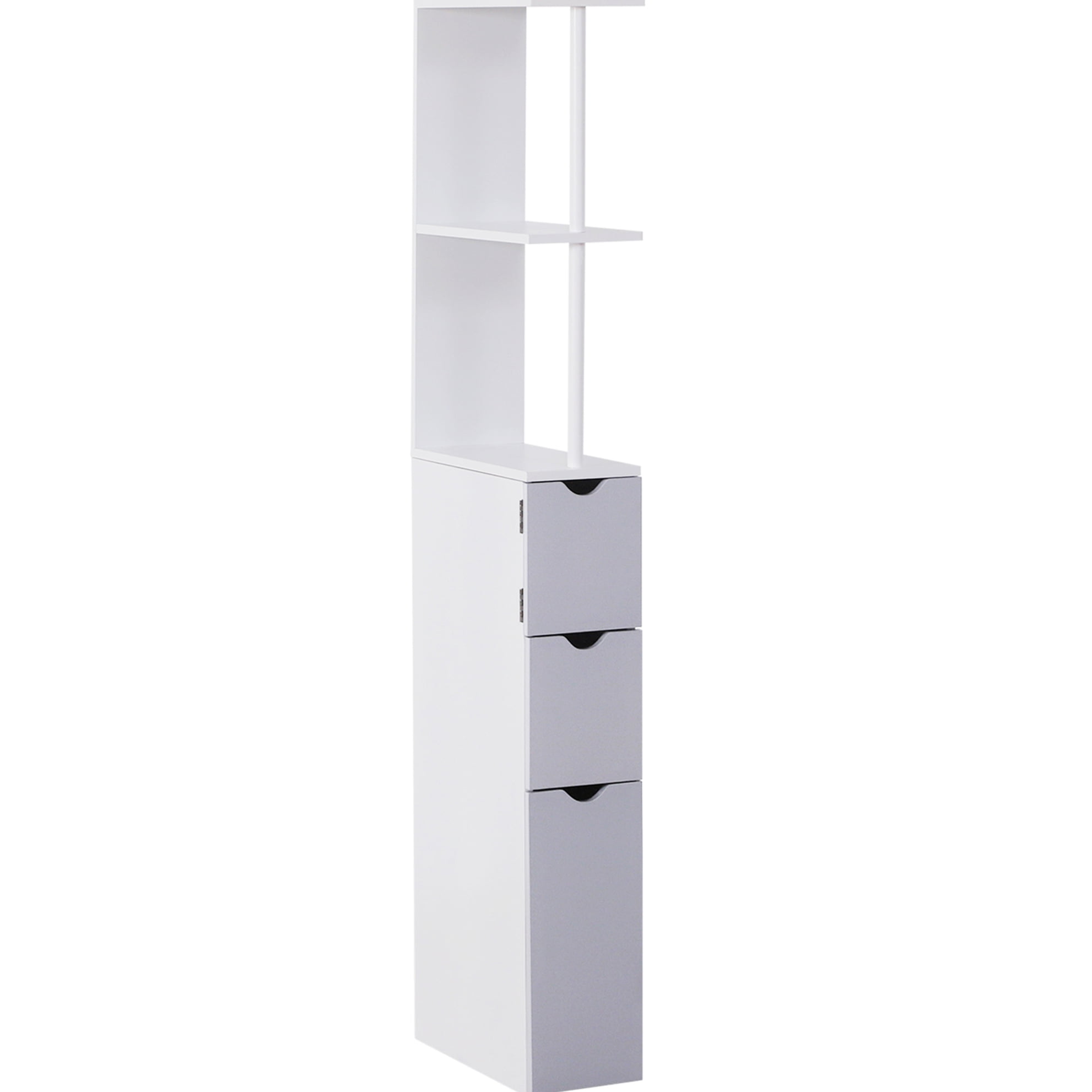 53.75" H Bathroom Linen Holder - 2 Tier Shelf And Drawers, White Space ...
