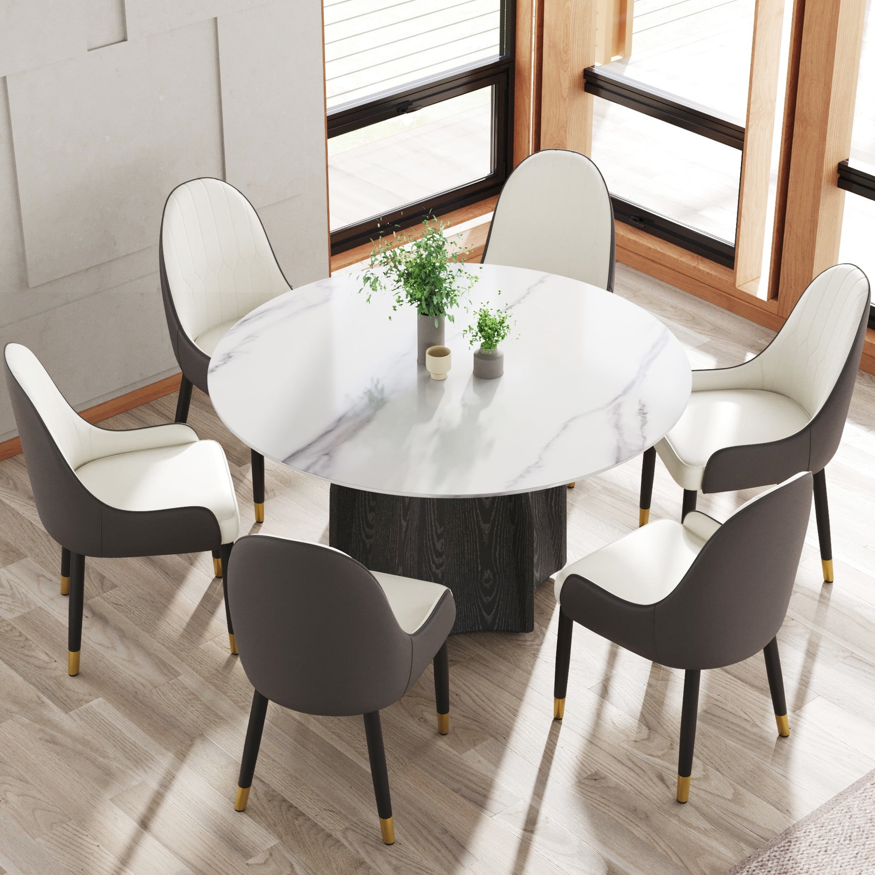 53" Circular Sintered Stone Dining Table | Suited for 6 - person Dining ...