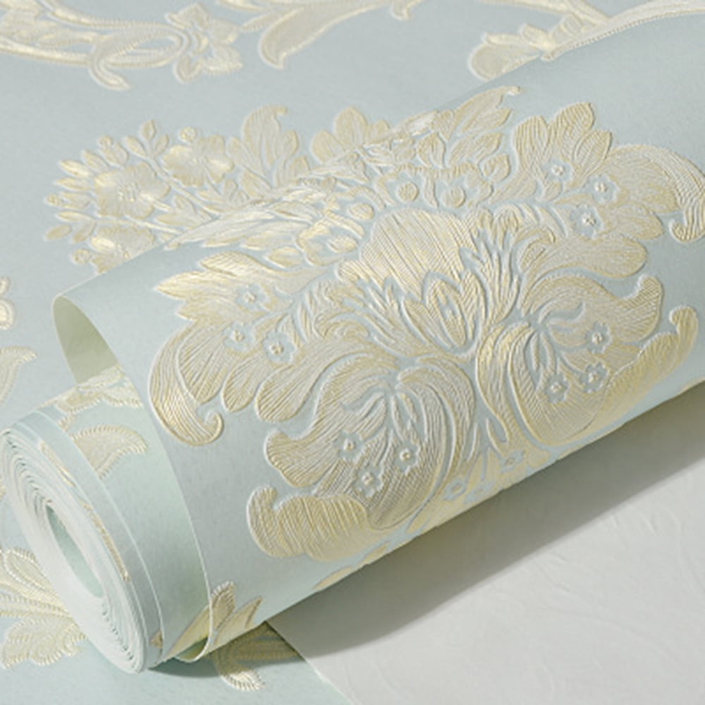 53 Cm X 5 M Light Blue Wallpaper Self-Adhesive Floral Look Self ...