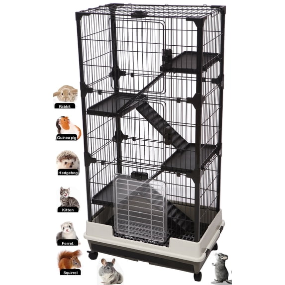53'' Extra Large Deluxe 5-Level Indoor Cage for Small Animals, Wheels ...