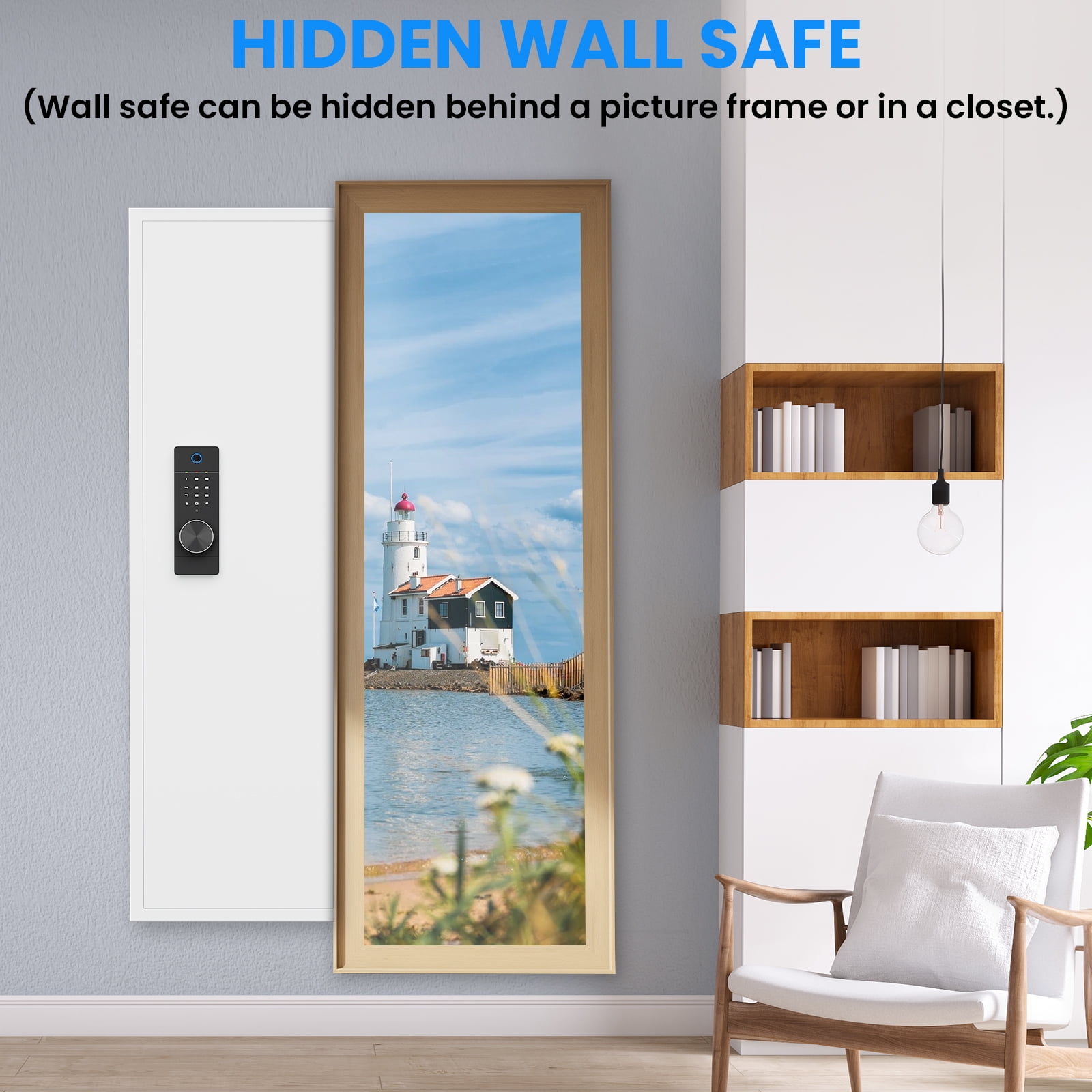 53" Fingerprint Touch Panel In-Wall Safe,Hidden Wall Gun Safe for ...
