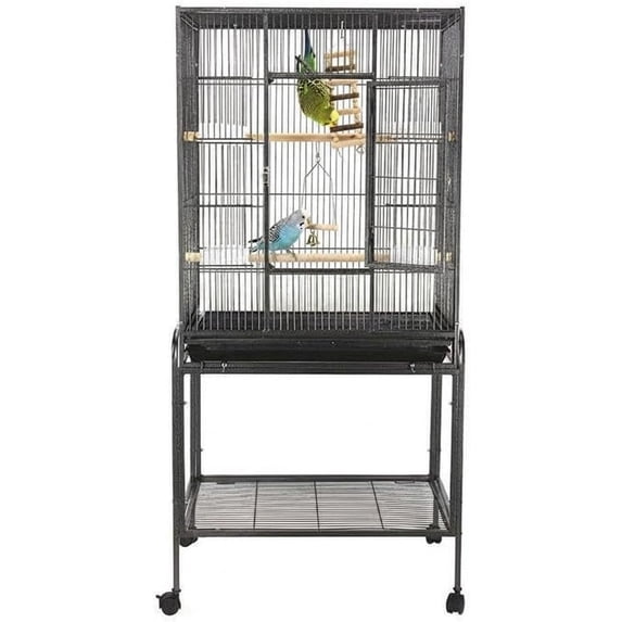 53-Inch Bird Flight Cage with Wheels, Wrought Iron Flight Cage with ...