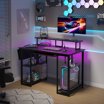 HOMCOM 61" Computer Desk with LED Lights, Power Outlets, USB Ports ...