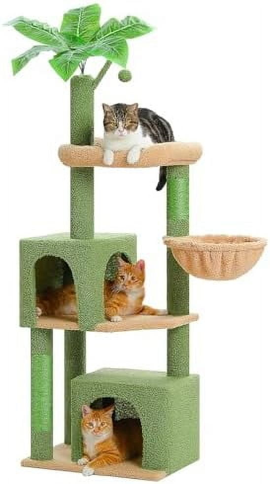 53-Inch Green Cat Tree with 2 Condos for Indoor Cats,Cat Tower with ...