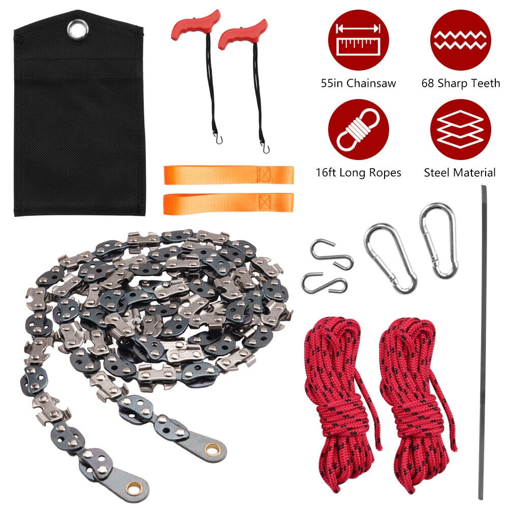 53 Inch Hand Rope Chain Saw Sharp Manual Tree Limb Chain Saw with 68 ...