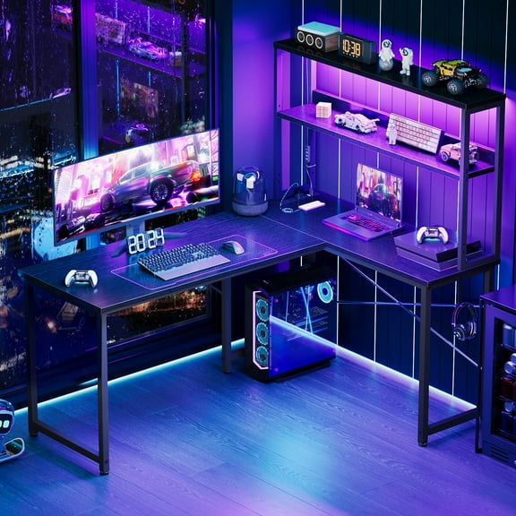 L Shaped Gaming Desk with Pegboard and Drawers, Reversible 67 Inch ...