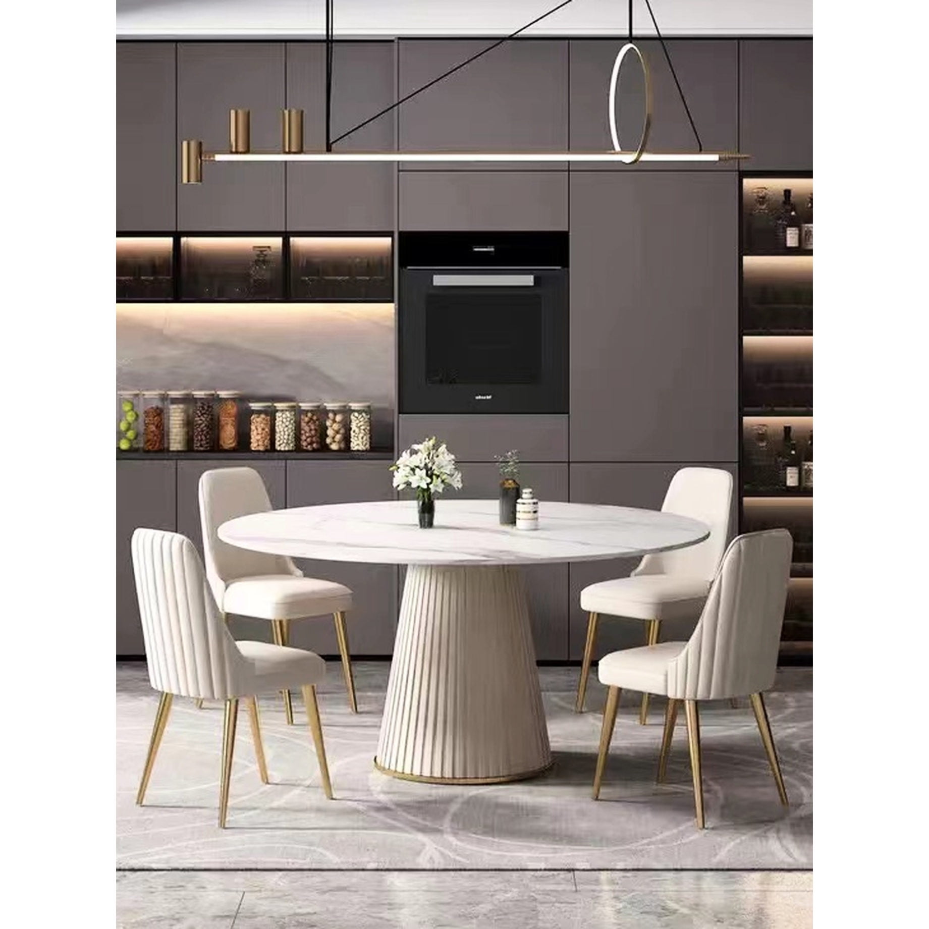 53 Inch Round Dining Table Set in Modern Style | Used in Dining Room ...