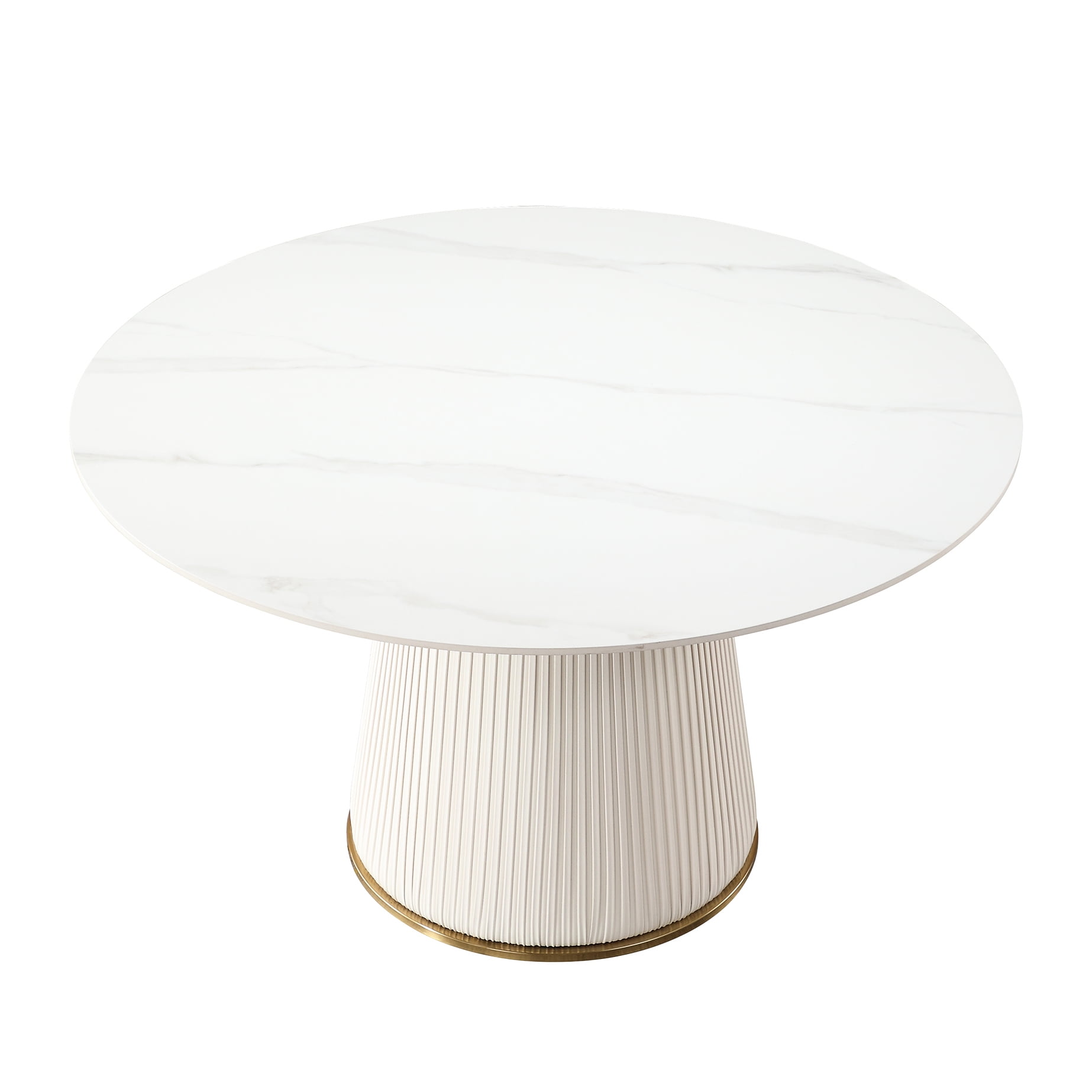 53 Inch Round Dining Table White Sintered Stone - Indicating Stain And ...
