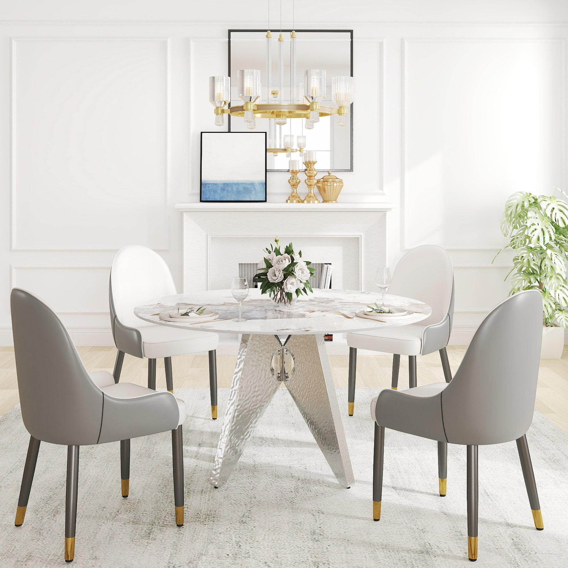 53-Inch Round Table for 6 | In Dining Room Use | Sintered Stone Top ...