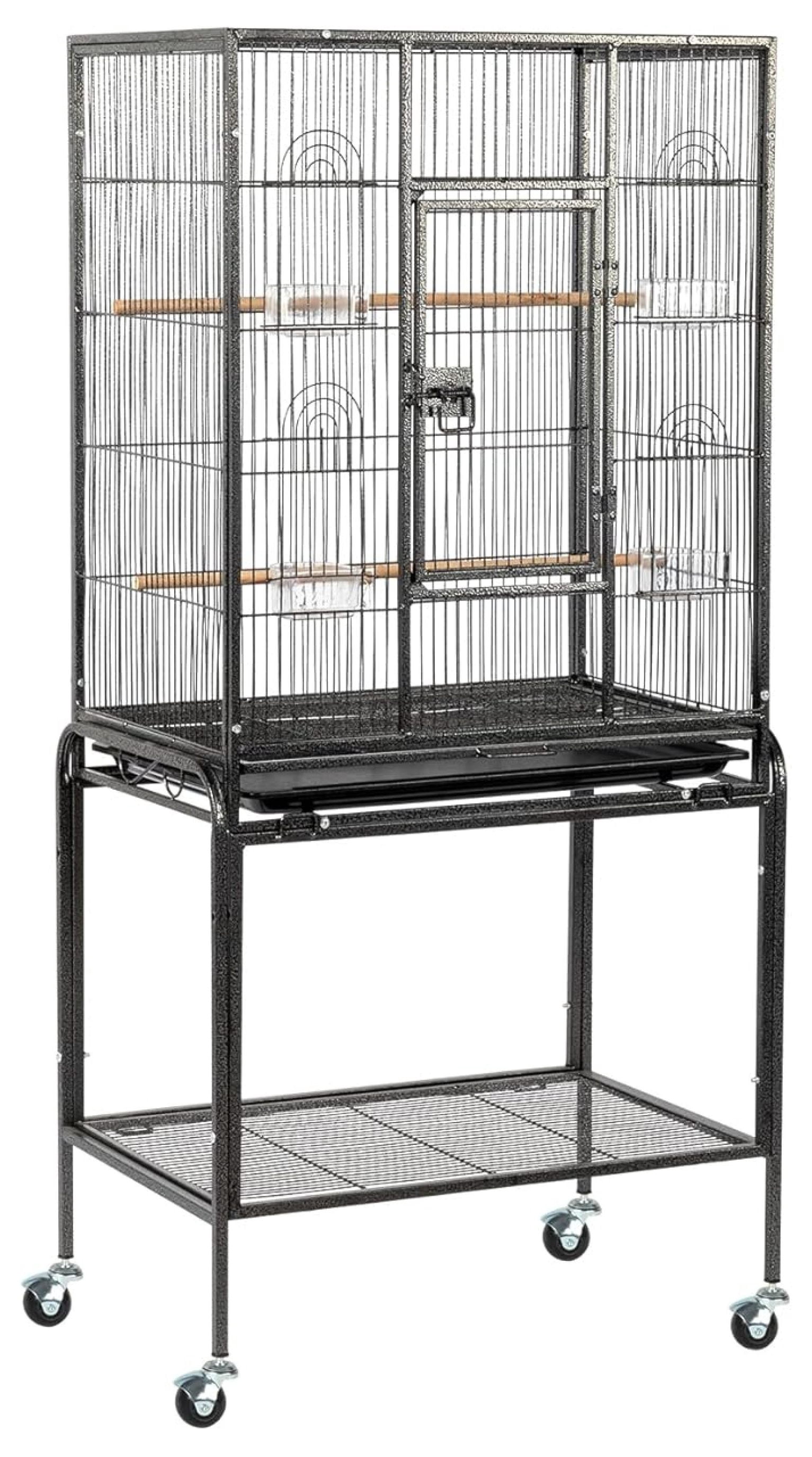 53 Inch Wrought Iron Large Cage,53" Large Flight Cage with Rolling ...