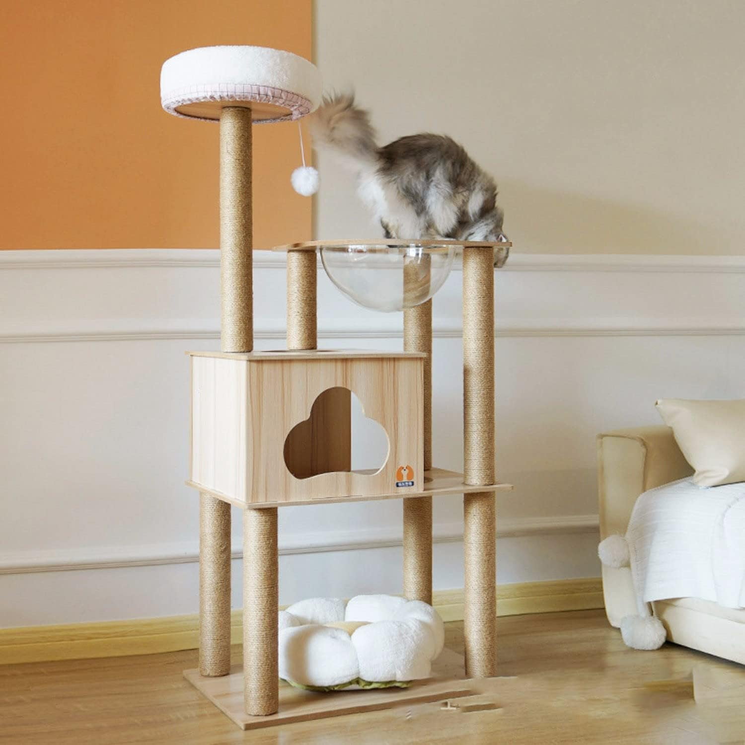 53 Inches Cat Tree with Scratching Posts, Multi-Level Climbing Tower ...