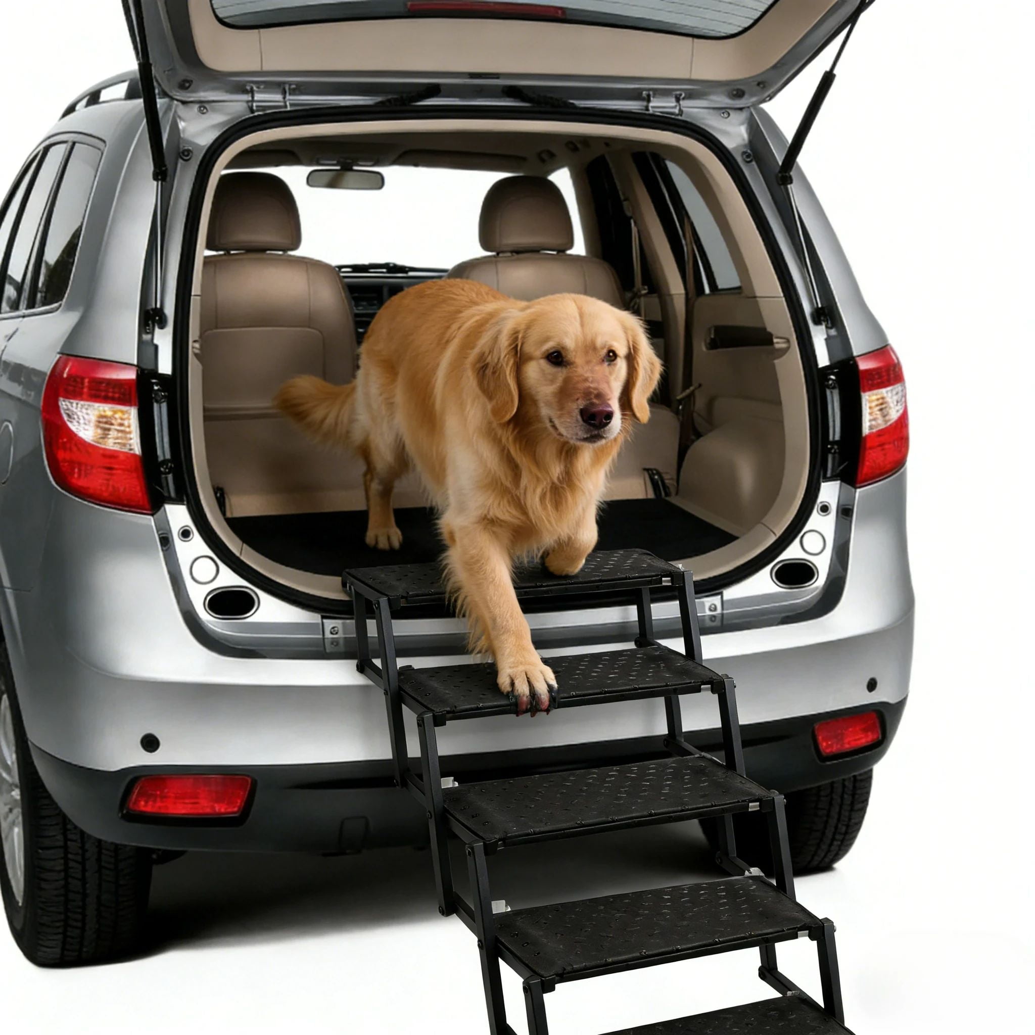 53"L Foldable Pet Ramp with Carry Handle Dog Stairs for Large Dogs and ...