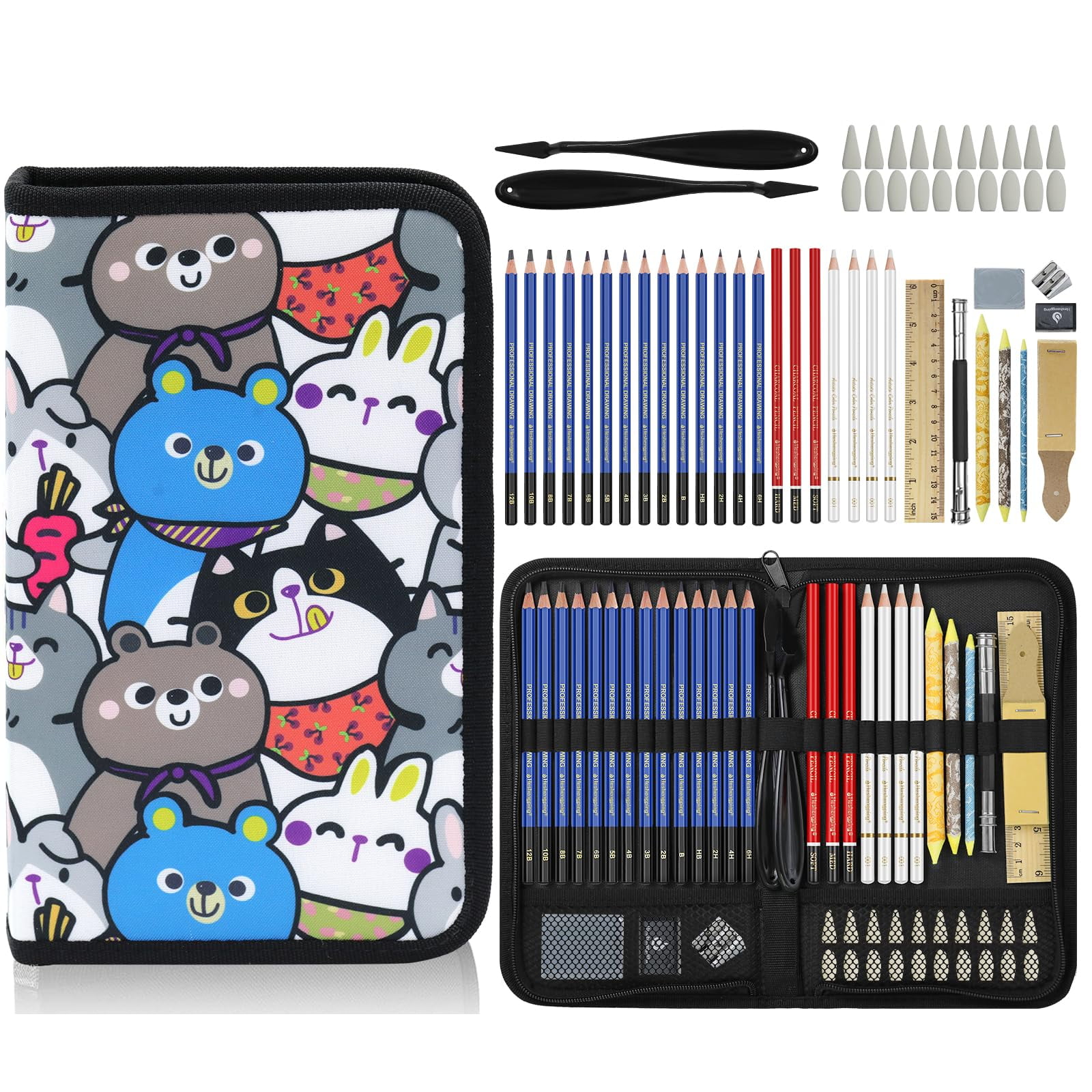 53 PCS Drawing Kit Sketching Pencil Set, Sketch Pencils Art Supplies ...