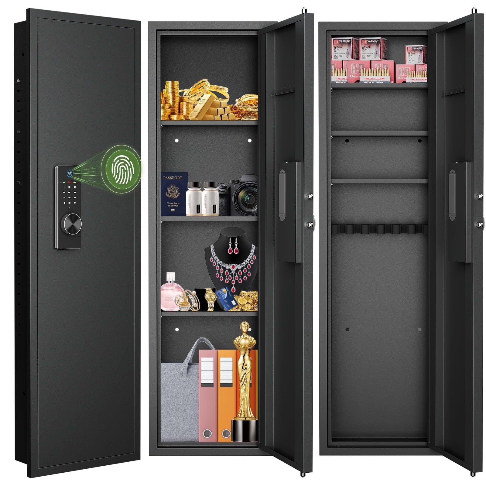 53" Passwod Touch Panel In-Wall Safe,Hidden Wall Gun Safe with ...