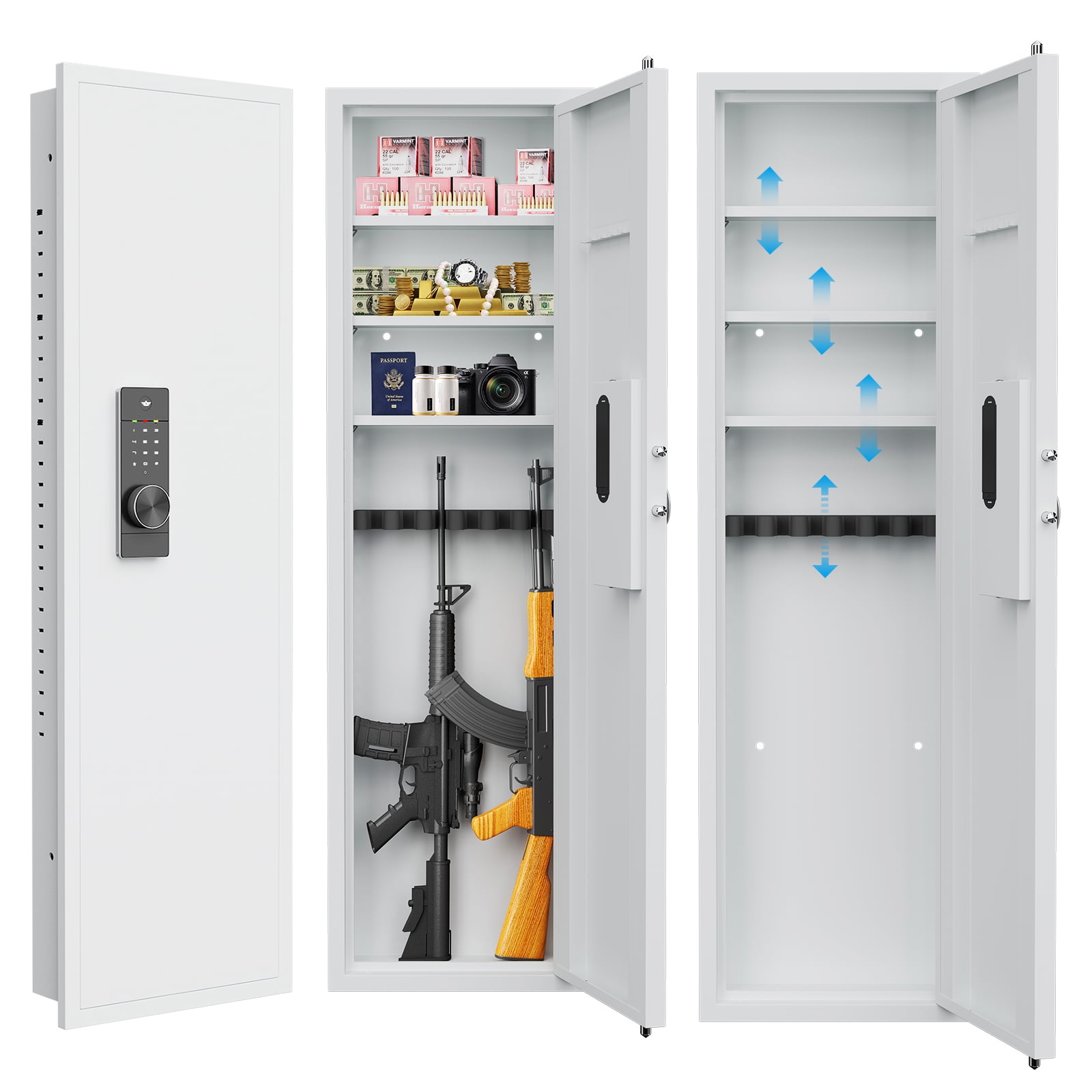 53" Passwod Touch Panel In-Wall Safe,Hidden Wall Gun Safe for Rifles ...
