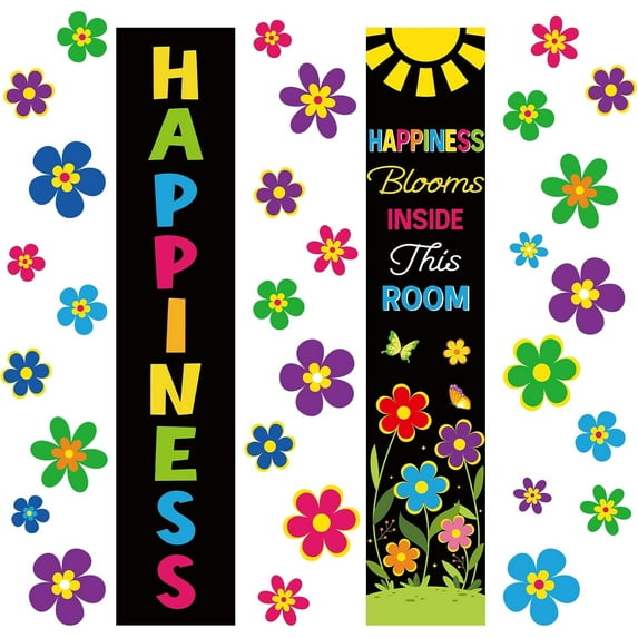 53 Pcs Welcome Back to School Door Banner Happiness Flower Decoration ...