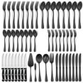 53-Piece Matte Black Silverware Set with Steak Knives and Serving ...
