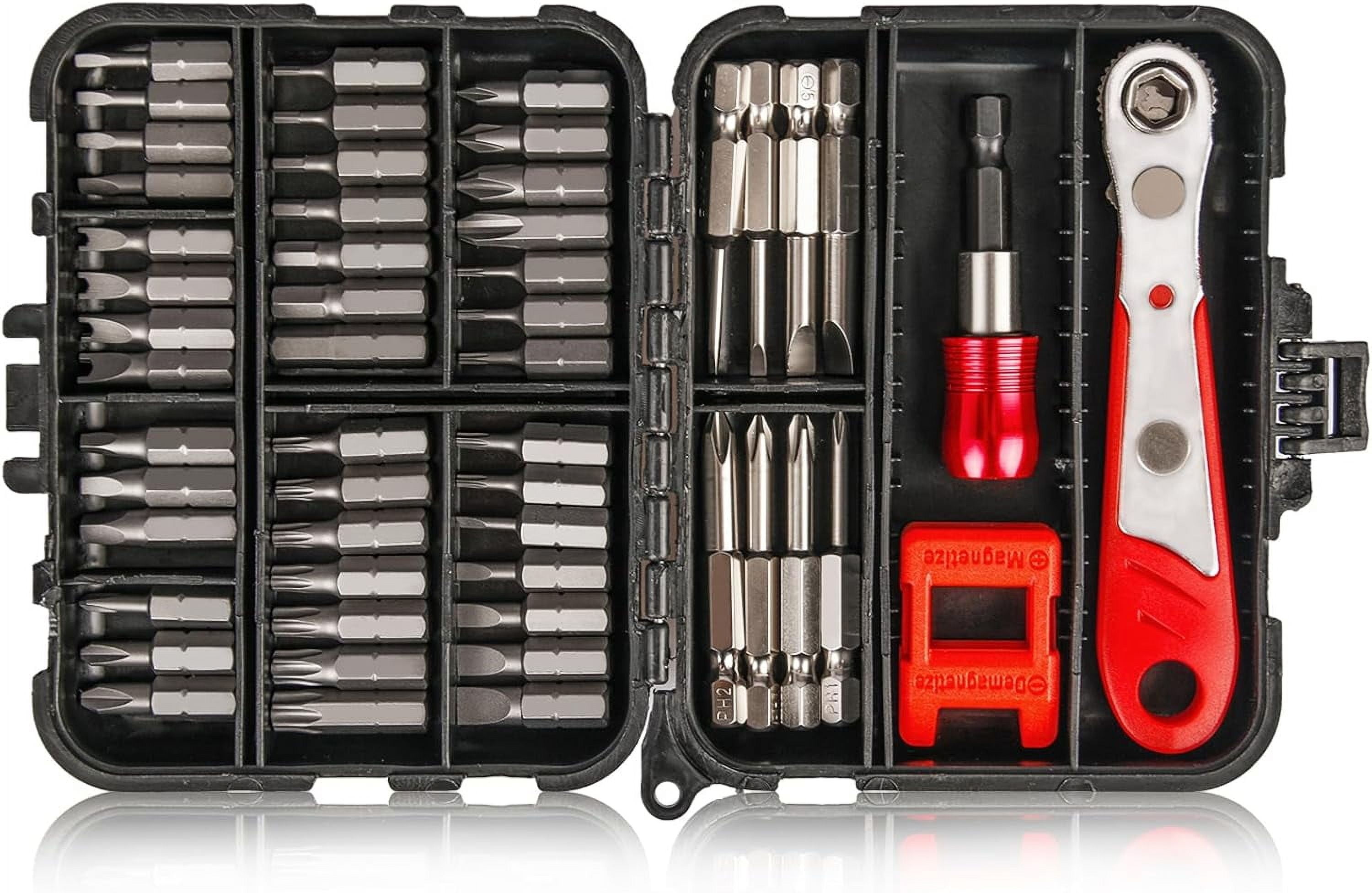 53-Piece Screwdriver Bit Set, Right Angle Low Profile 90 Degree Offset ...