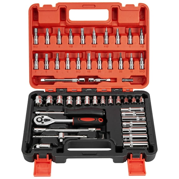 FUGee-46 Pieces 1/4 inch Drive Socket Ratchet Wrench Set, with 72-Teeth ...
