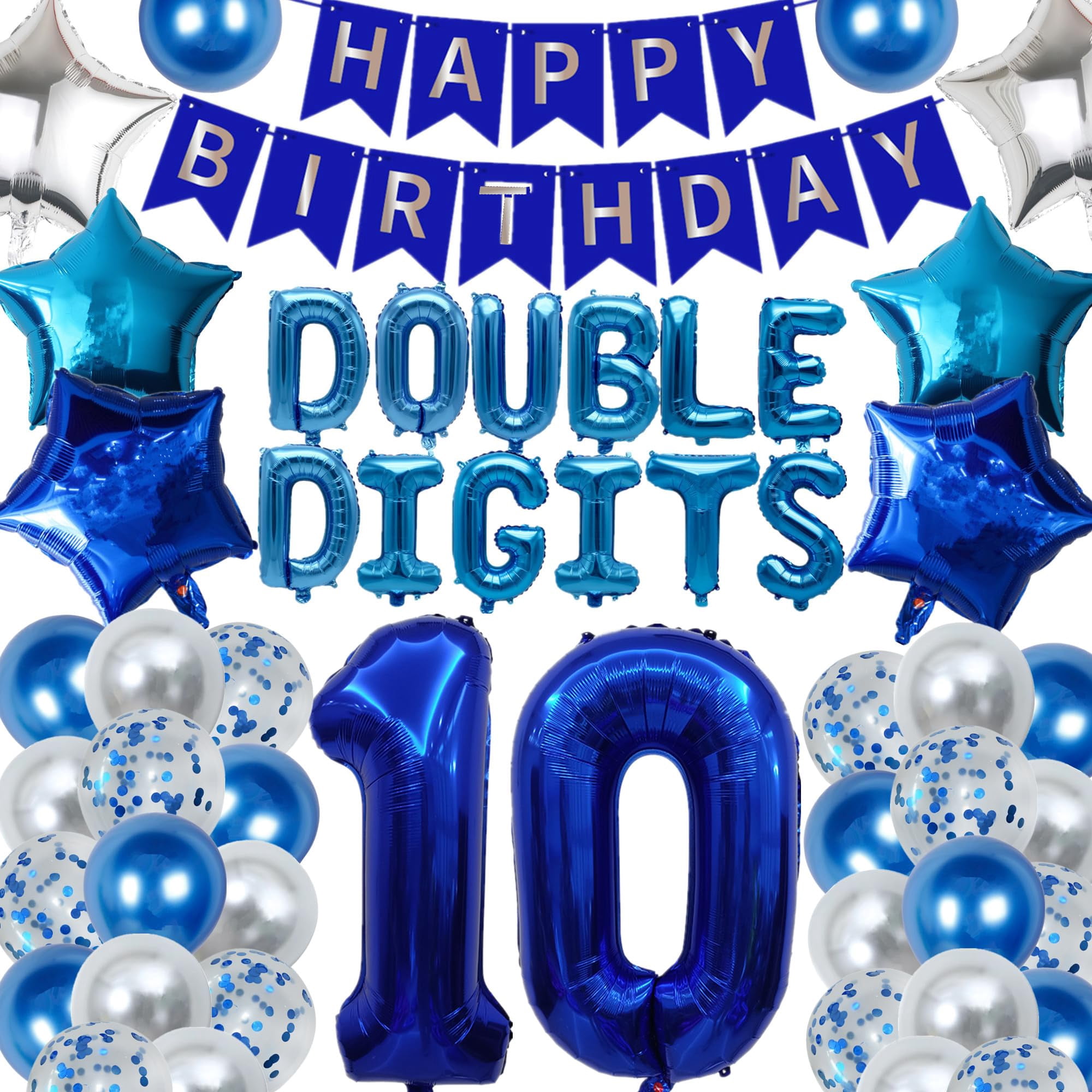 53 Pieces 10th Birthday Decorations Double Digits Party Balloons Happy ...