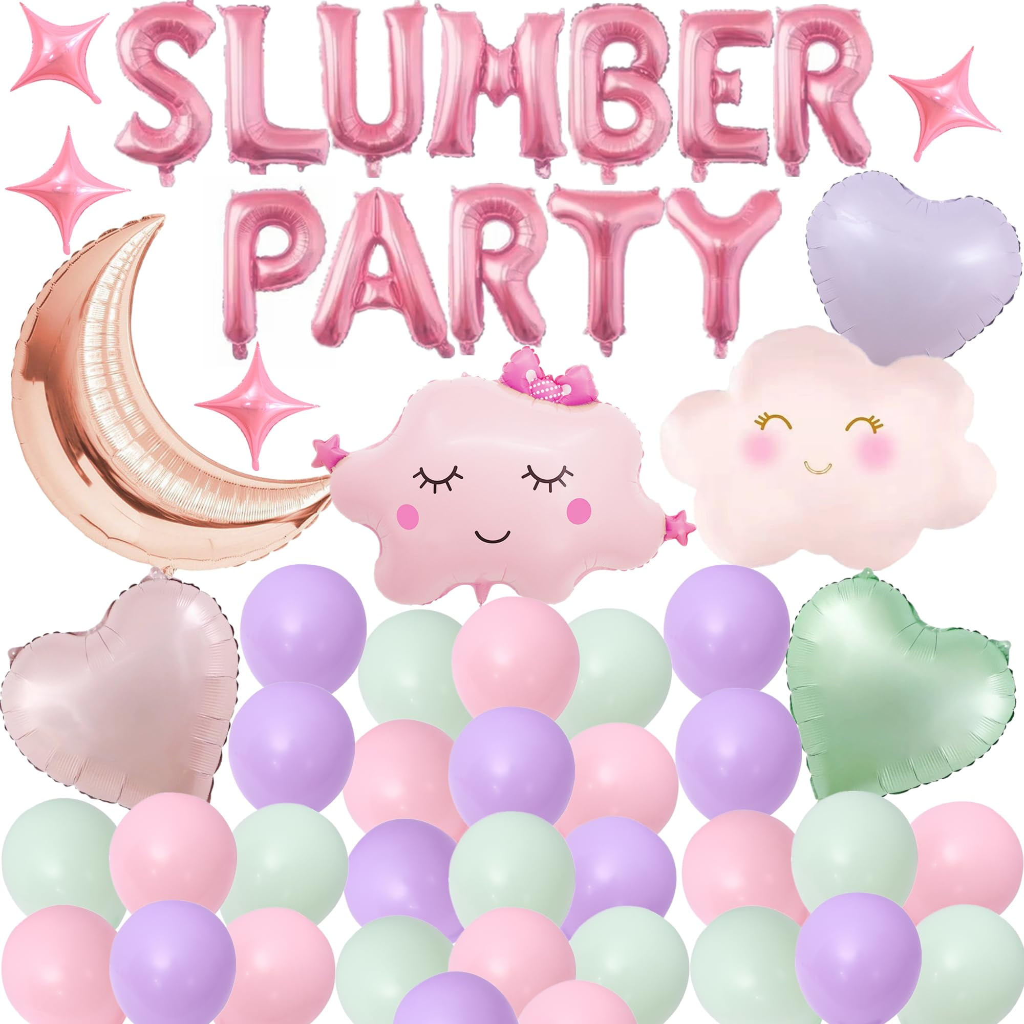 53 Pieces Pink Slumber Party Decorations Girls Sleepover Pajama Spa ...