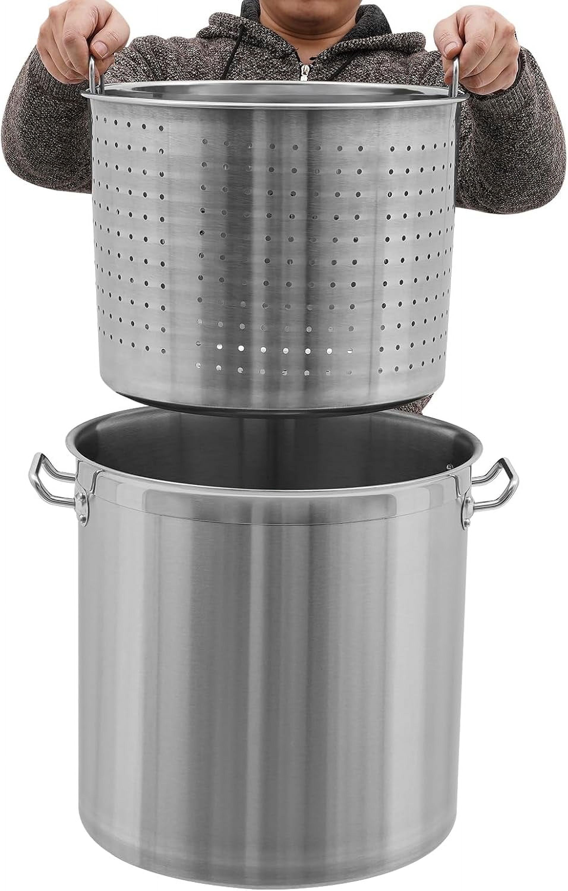 53 Quart Large Stock Pot with Lid, Heavy Duty Stainless Steel Cooking ...