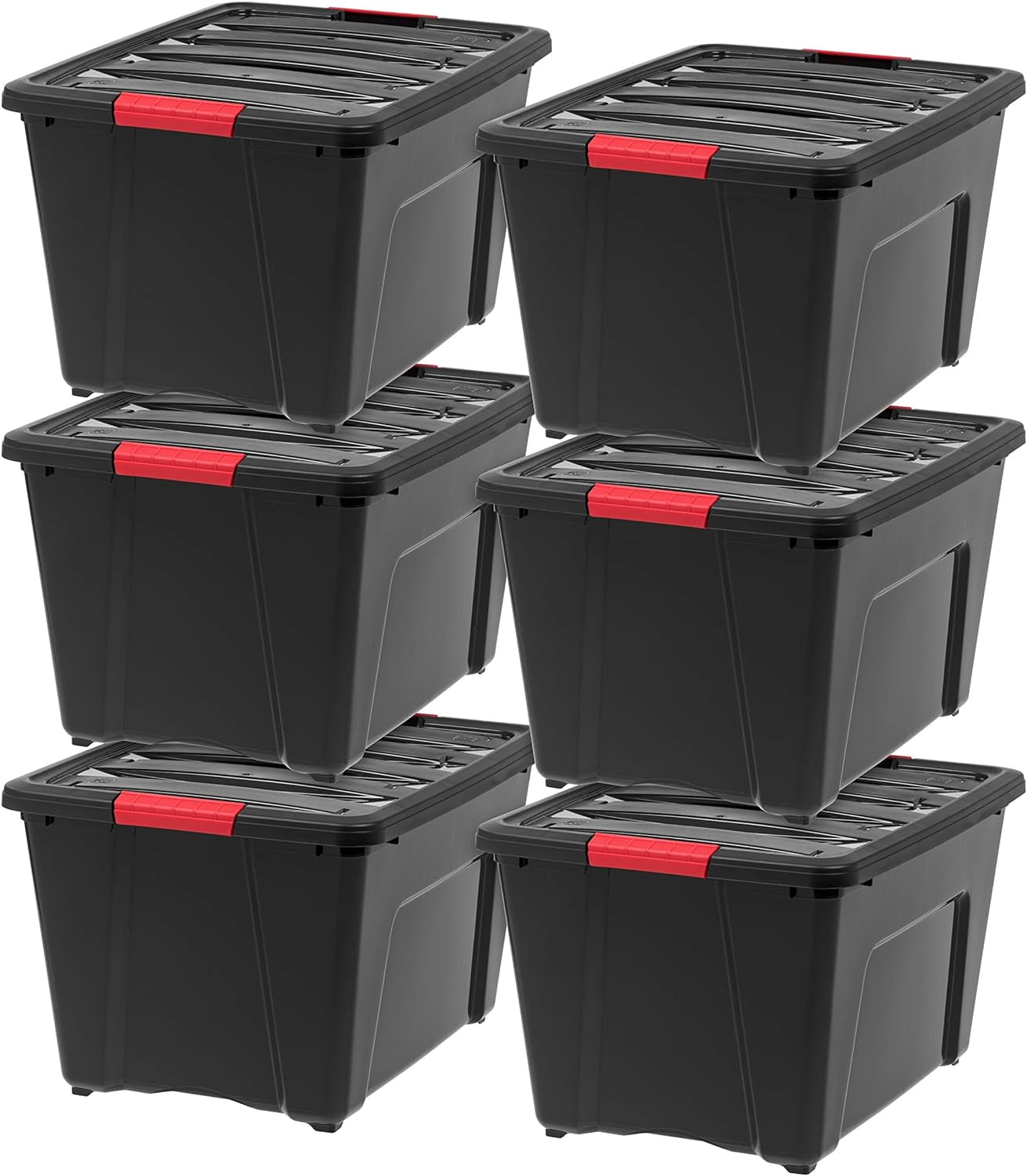 53 Quart Stackable Plastic Storage Bins with Lids and Latching Buckles ...