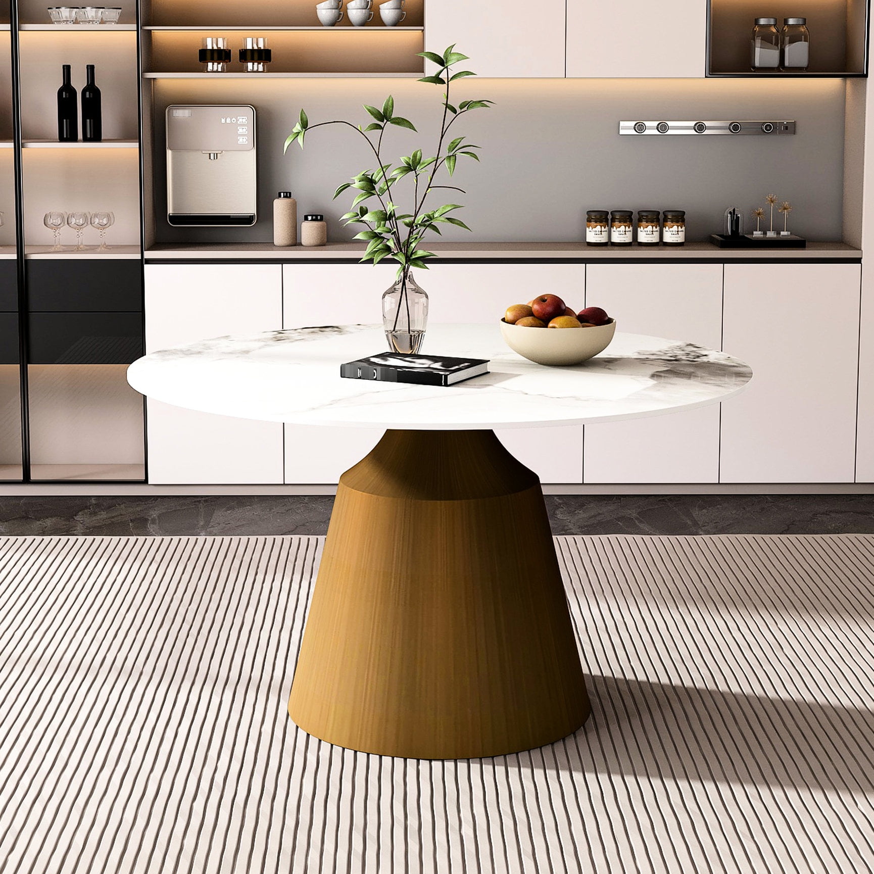 53" Round Dining Table Made of Sintered Stone, Heat and Cold-resistant ...