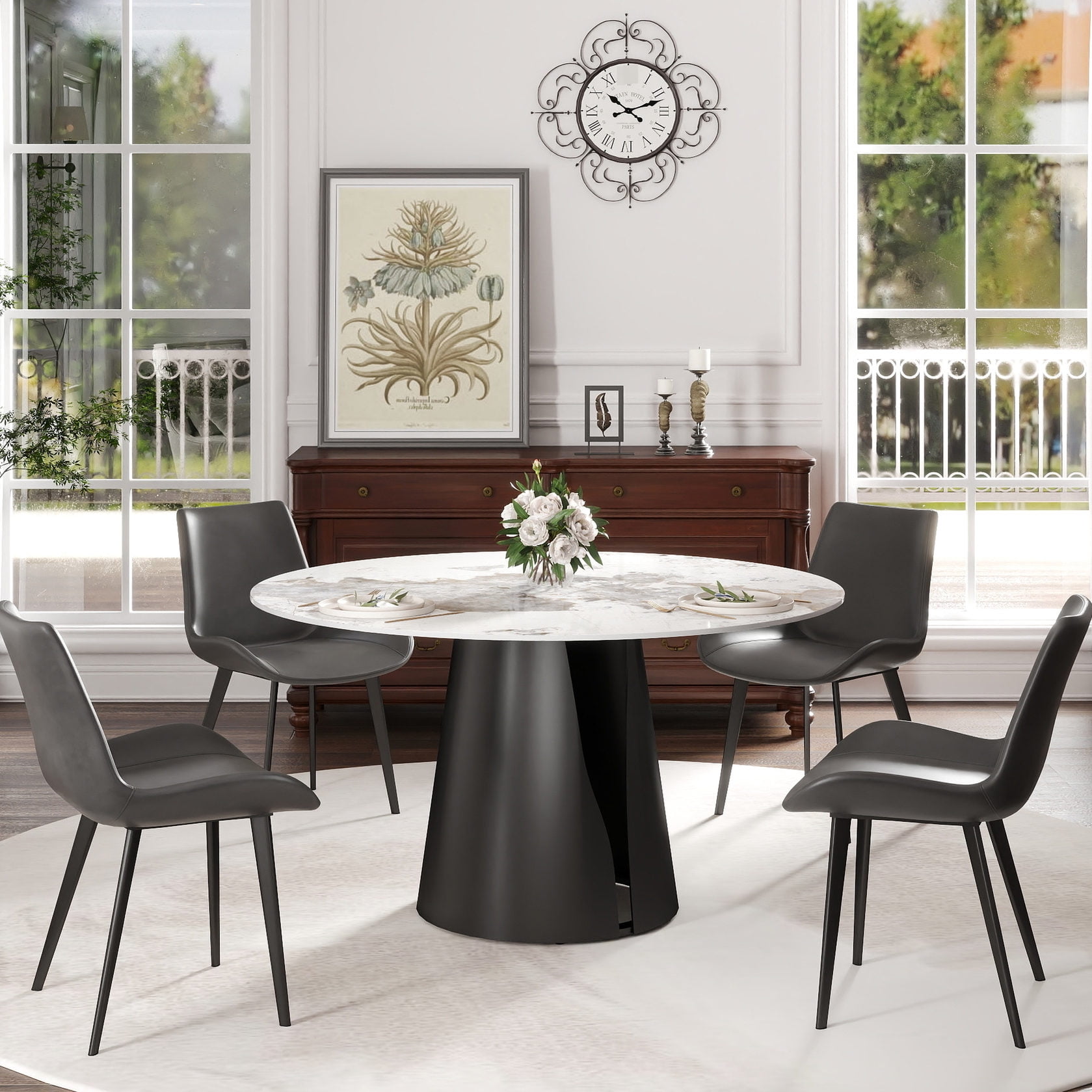 53" Round Dining Table for 6 People / Sintered Stone Surface, Easy to ...