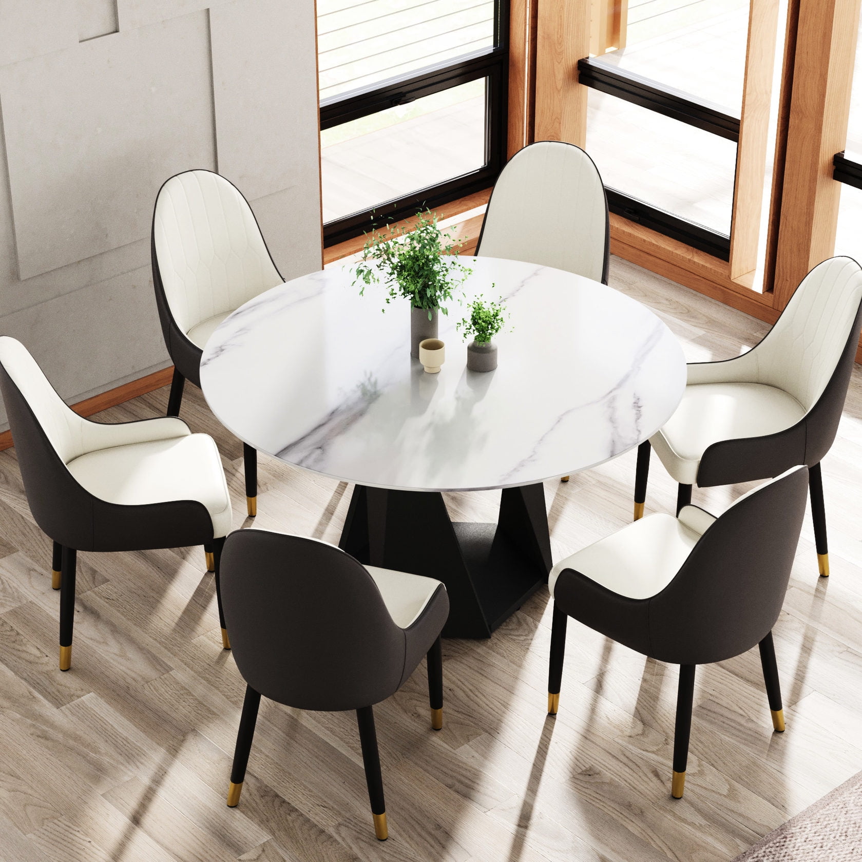 53" Round Dining Table for Dining Room / Stable Iron Base, Low ...