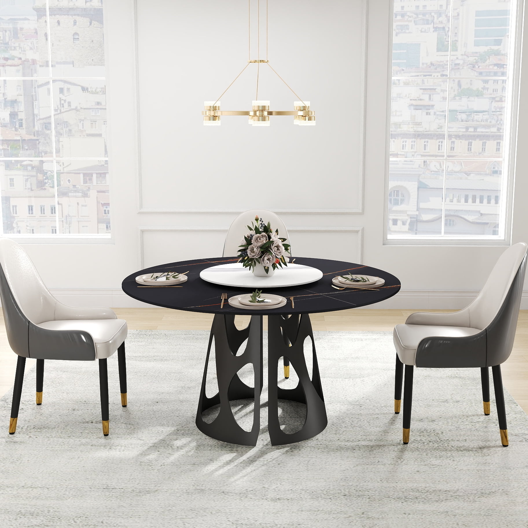 53" Round Dining Table for Family Gatherings | Sintered Stone Top ...