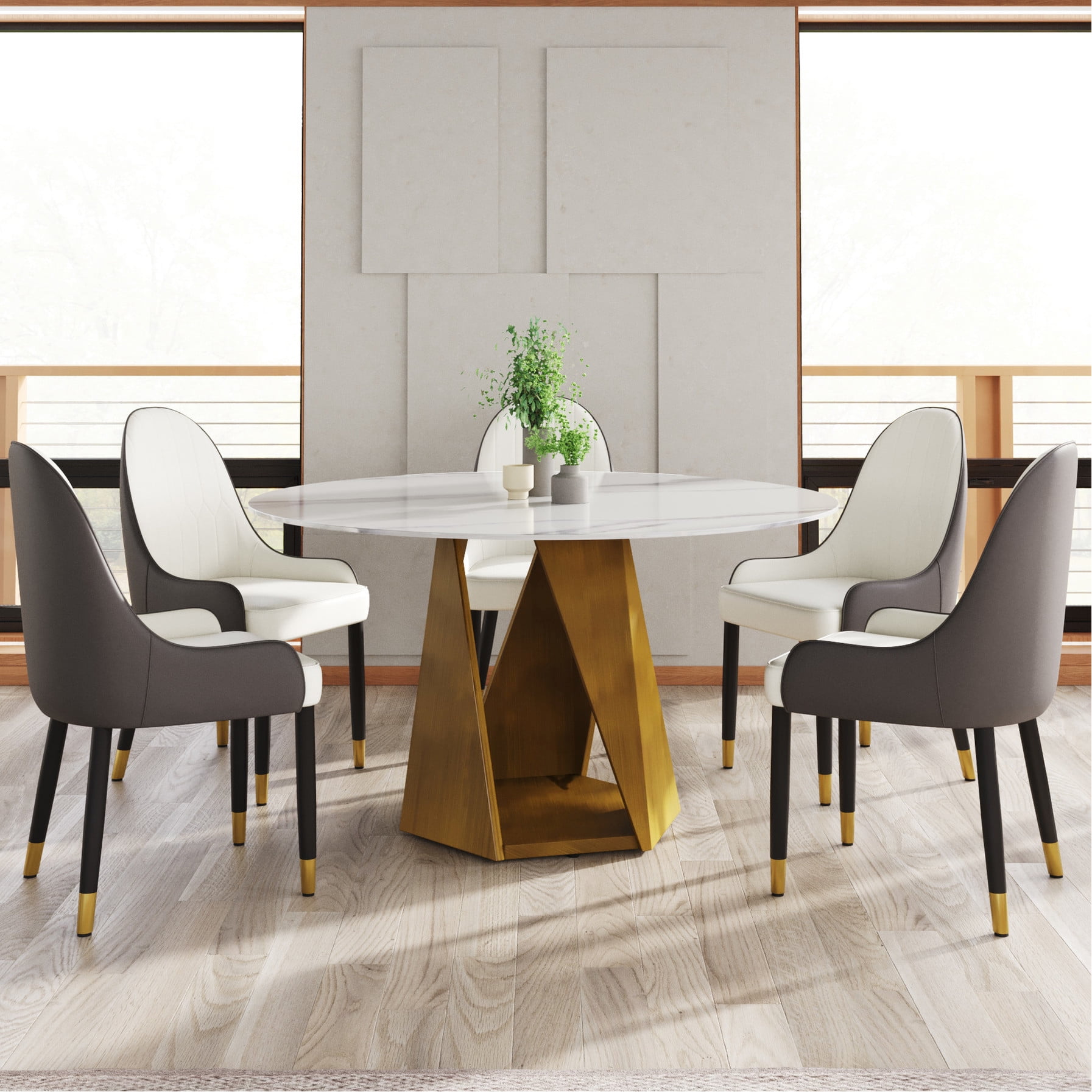 53" Round Table with Sintered Stone Surface | Metal Base | Assembly ...