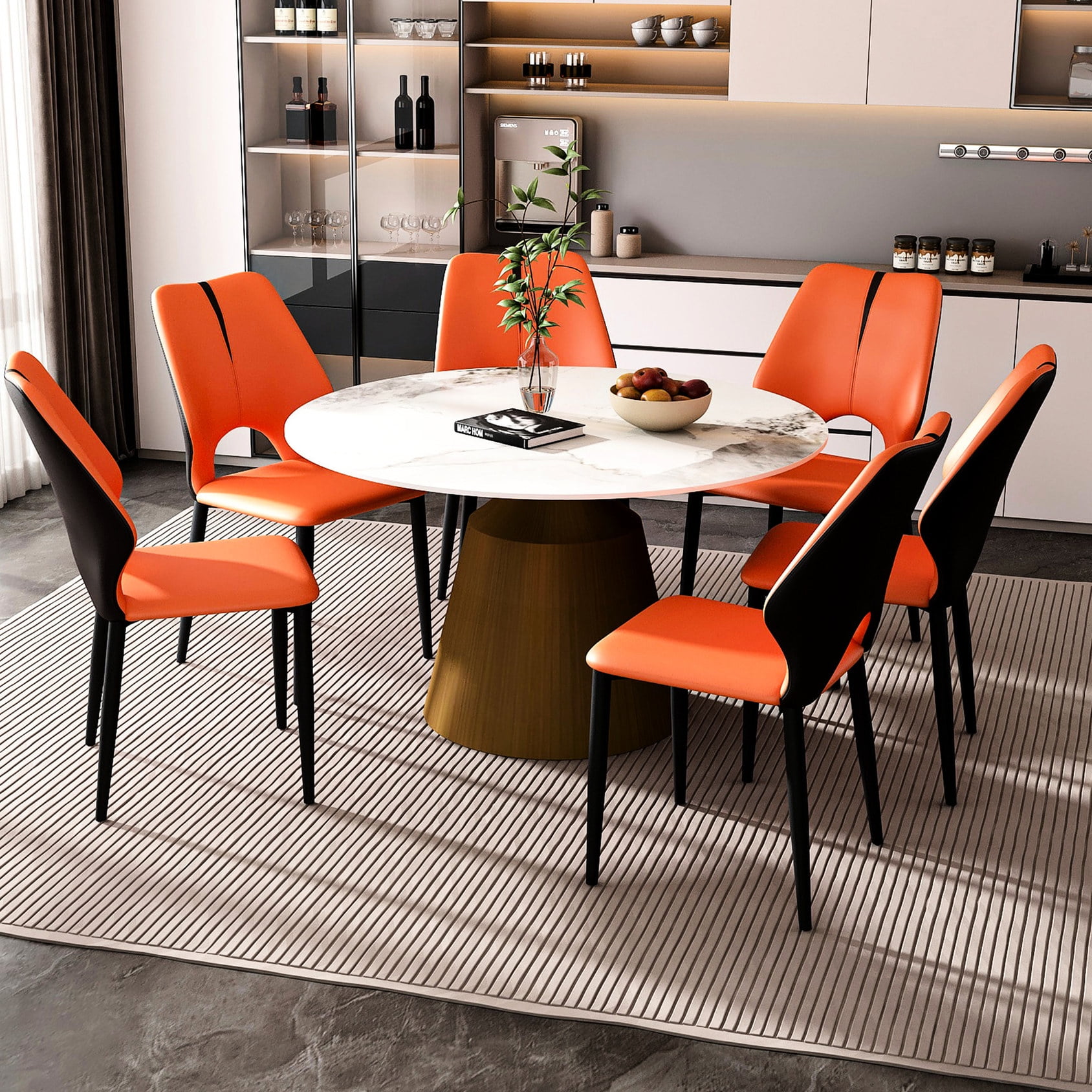 53" Sintered Stone Round Dining Table / Zero Water Absorption Surface ...