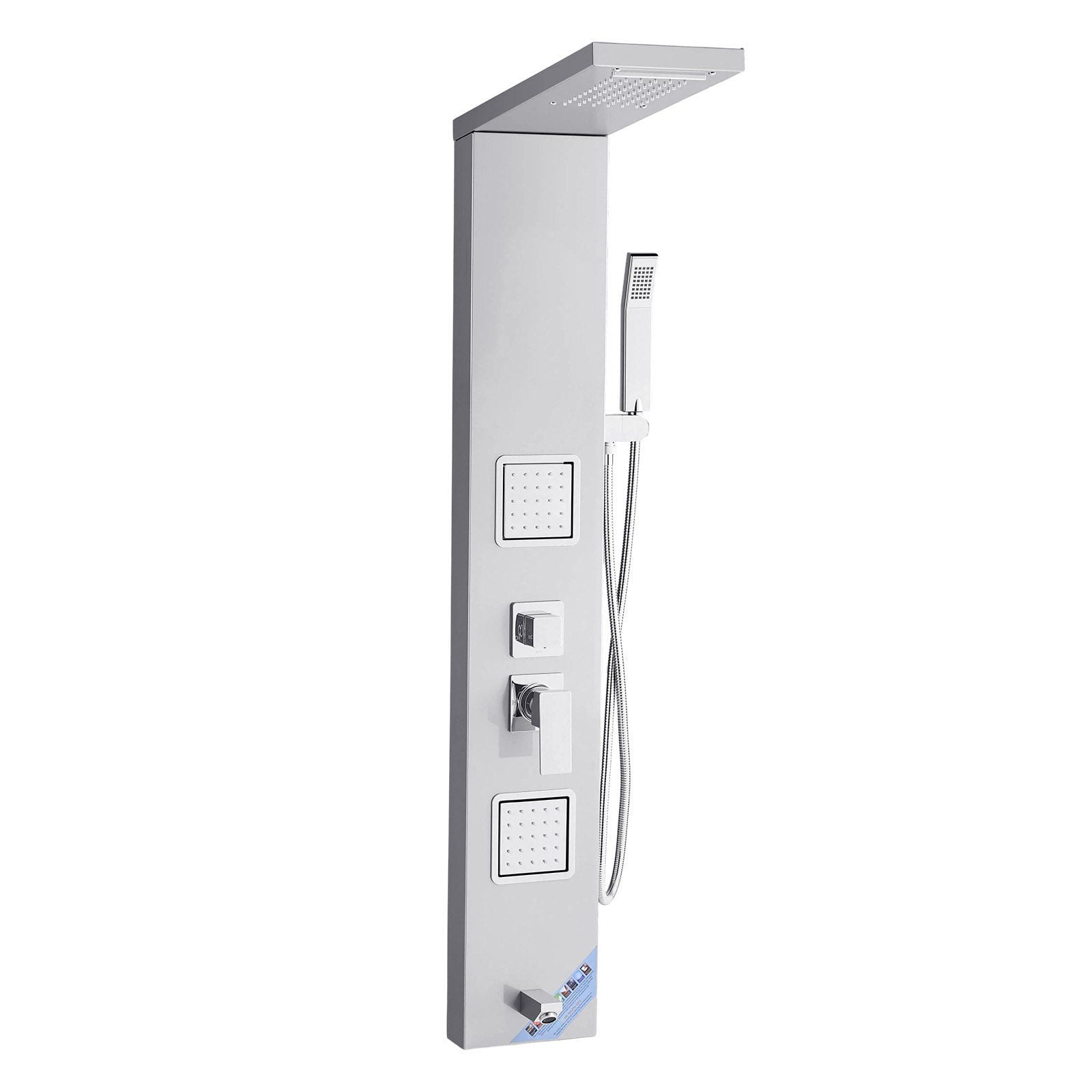 53" Stainless Steel Shower Tower with Rainfall Shower Head, 5-Spray ...