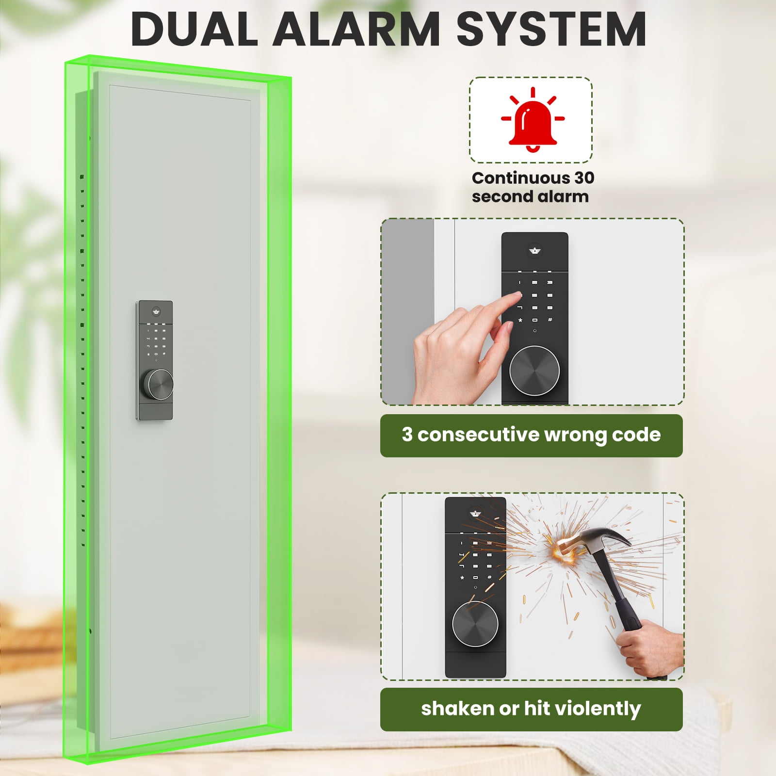 53" Tall Wall Safe, Hidden Wall Safes Between the Studs for Home Shotguns and Pistols, Wall ...