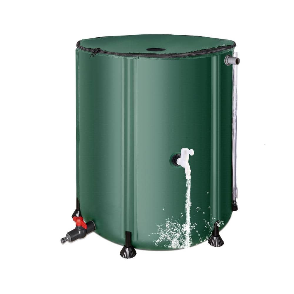 53 gal. Green Rain Barrel Water Collection System PVC with Filter ...