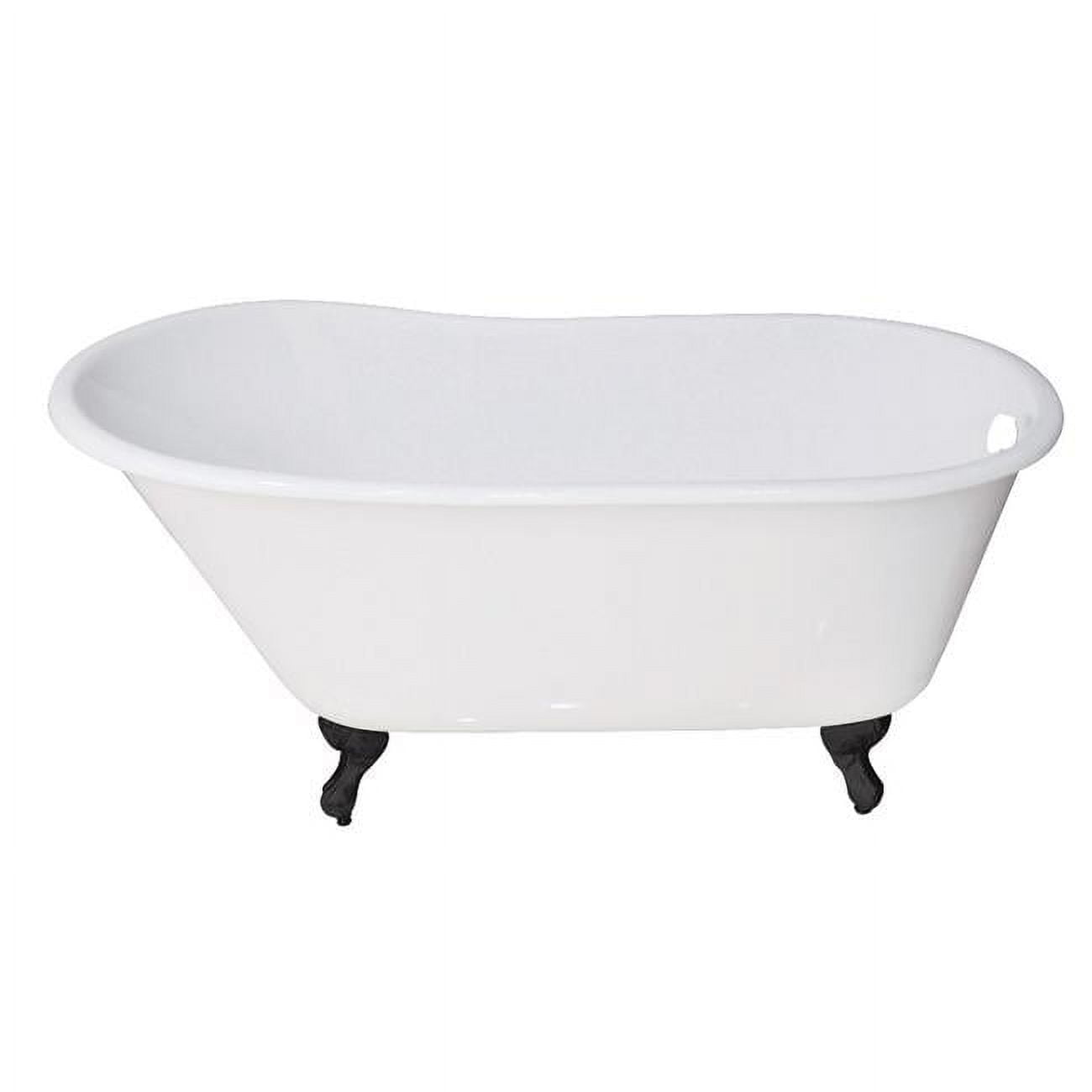 53 in. Aqua Eden Cast Iron Single Slipper Clawfoot Tub with No Faucet ...