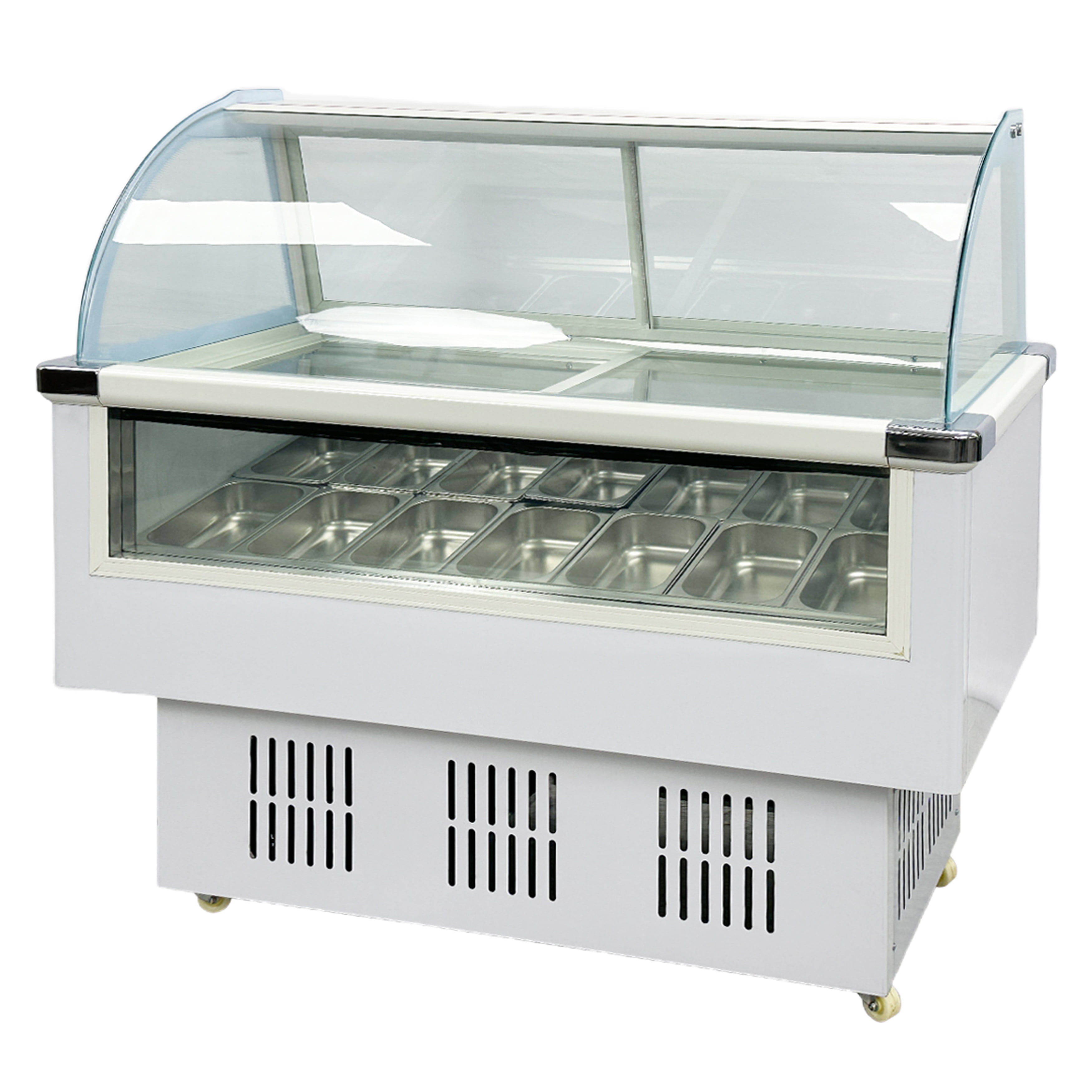 53 in. Ice Cream Gelato Freezer Display Case 14 Pans Included ...