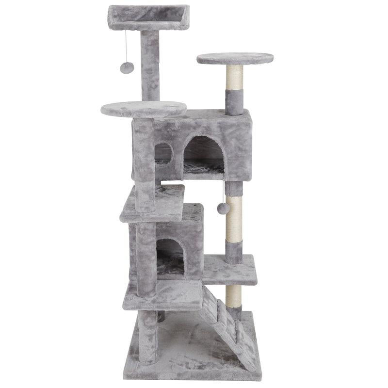 53-in Tall Cat Tree with Condo & Scratching Post, Plush Perches for ...