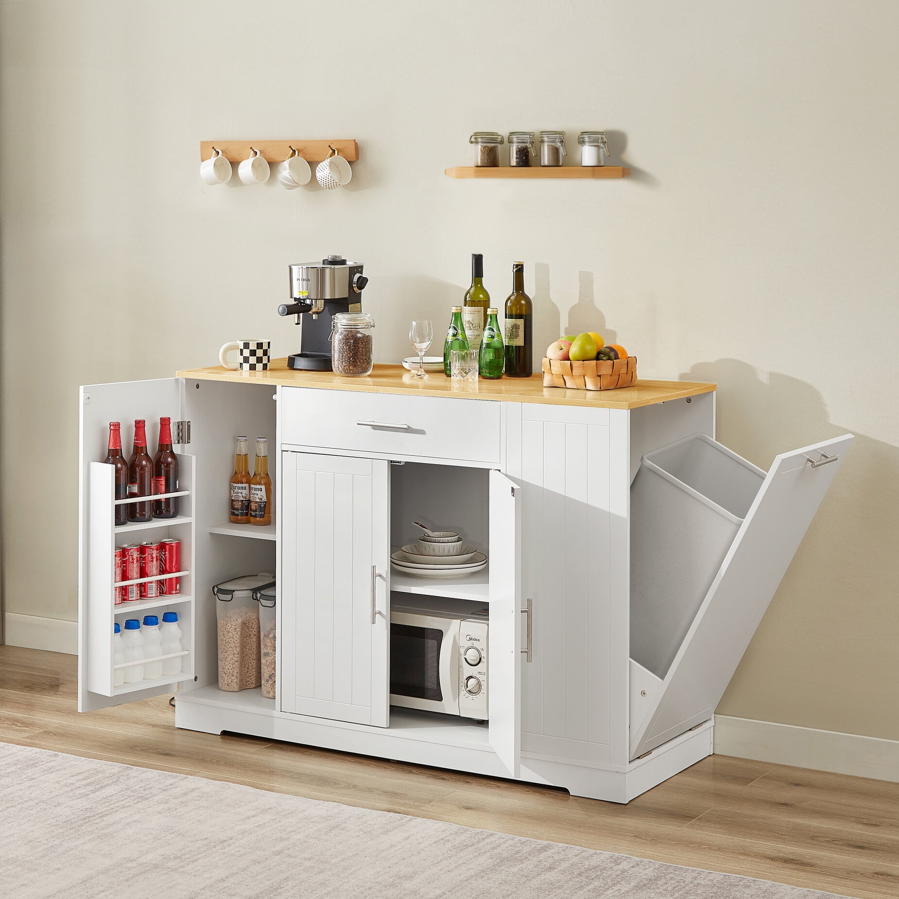 53 inch Large Kitchen Island with Storage Cabinet, Islands Table with ...