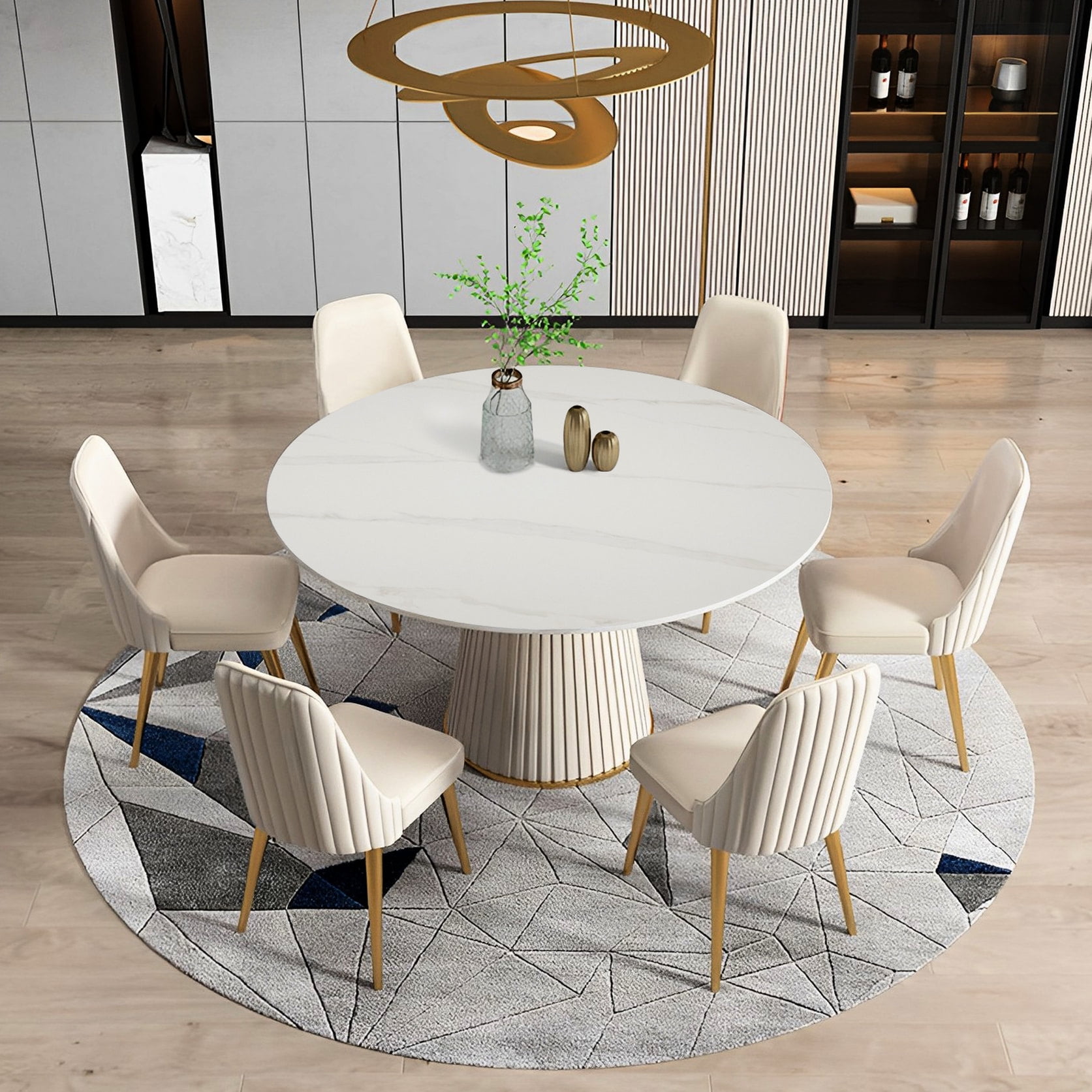 53-inch Round Table with 6 Chairs | Ideal for Modern Dining ...