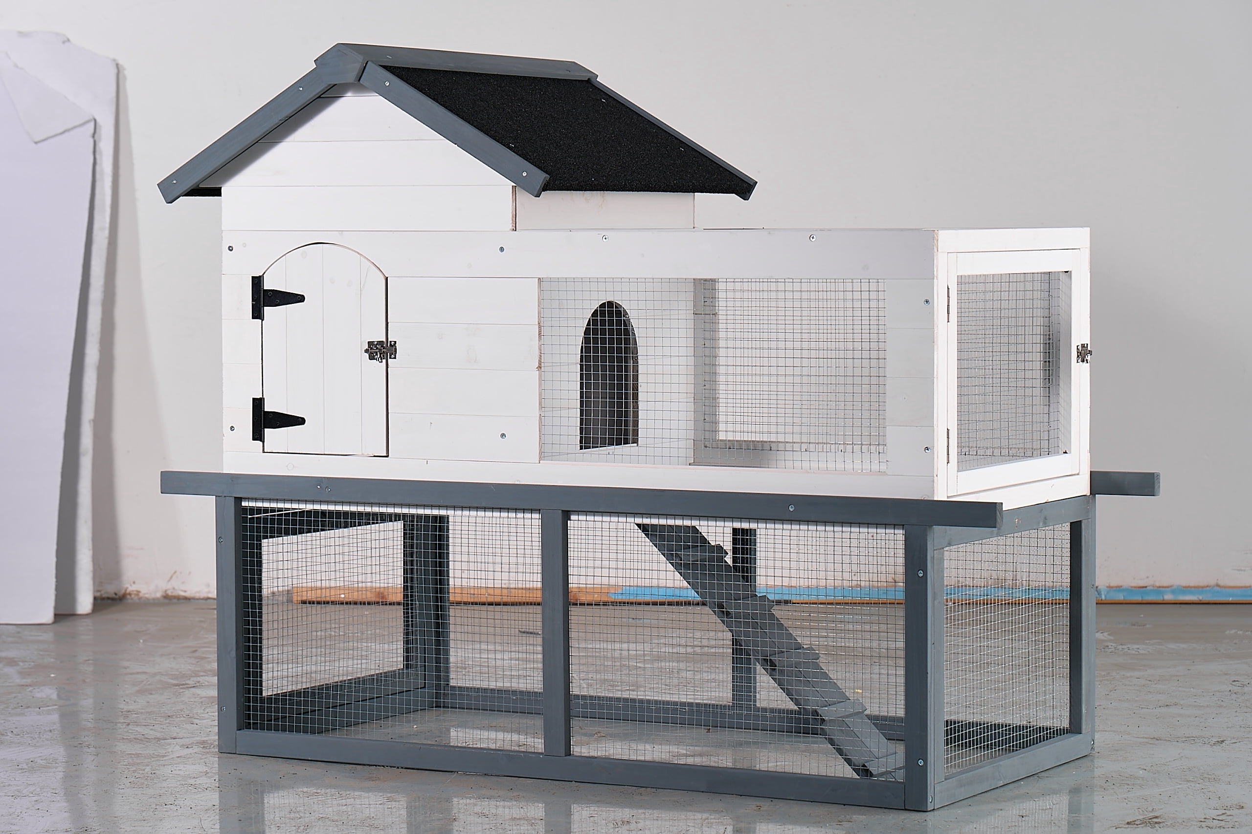 53-inch double-tier wooden outdoor/indoor waterproof chicken coop and ...