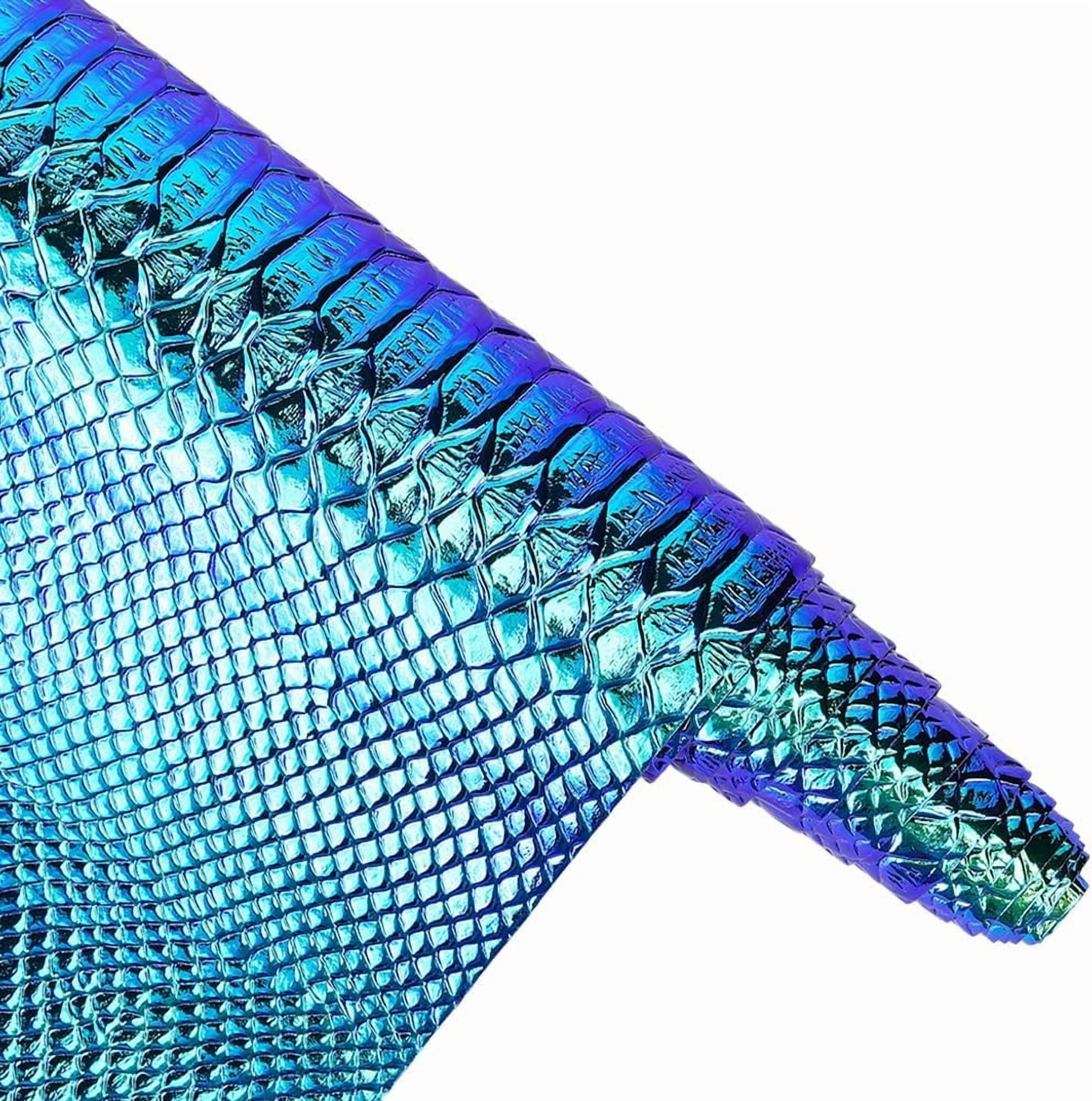 53 x 11.8 Inch Blue Snake Textured PU Leather Sheets Snake Skin ...