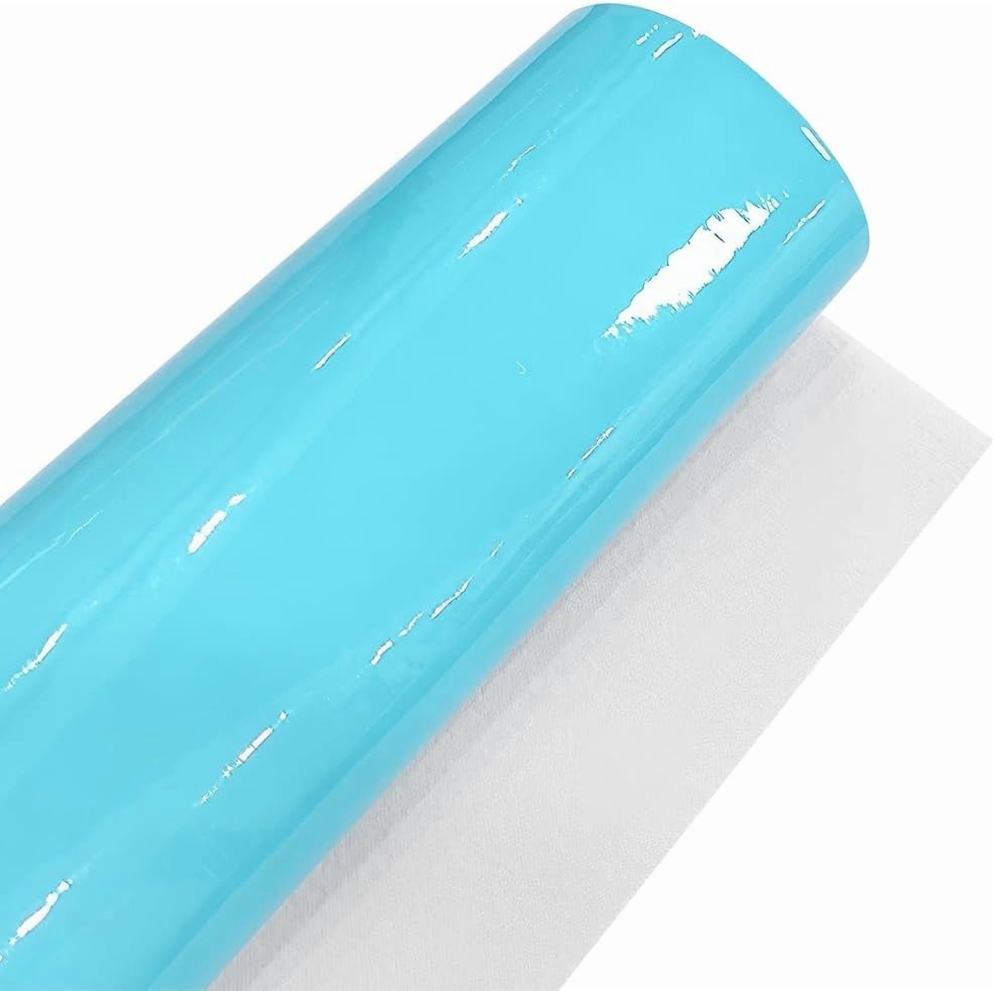 53 x 11.8 Inch Glossy Mirrored PU Leather Roll Cyan Shiny Vinyl Fabric ...