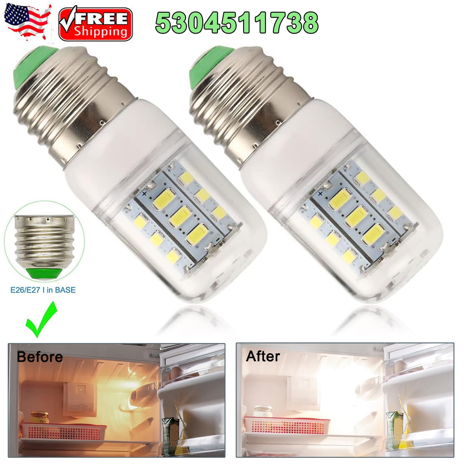 WUHAO Kitchen Appliance Fridge Lamp, 5304511738 Refrigerator Light ...