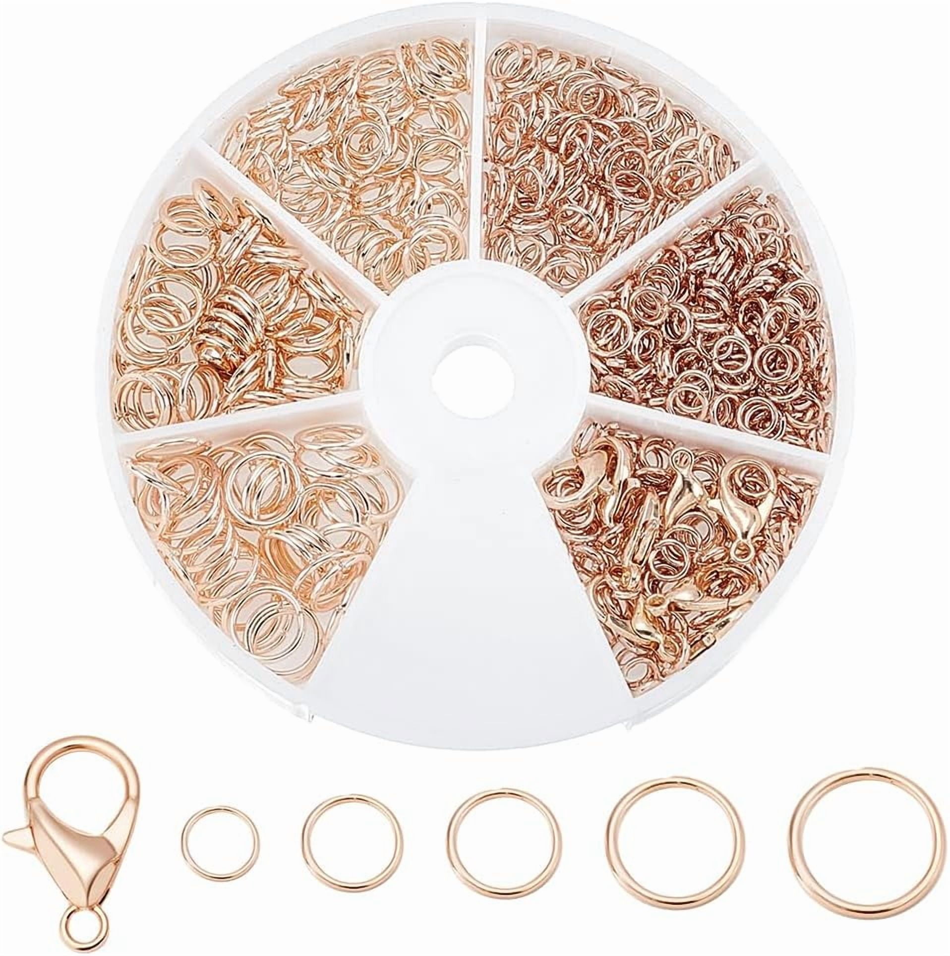 530Pcs 5 Styles Rose Gold Jump Rings 4/5/6/7/8mm Iron Open Jump Ring ...